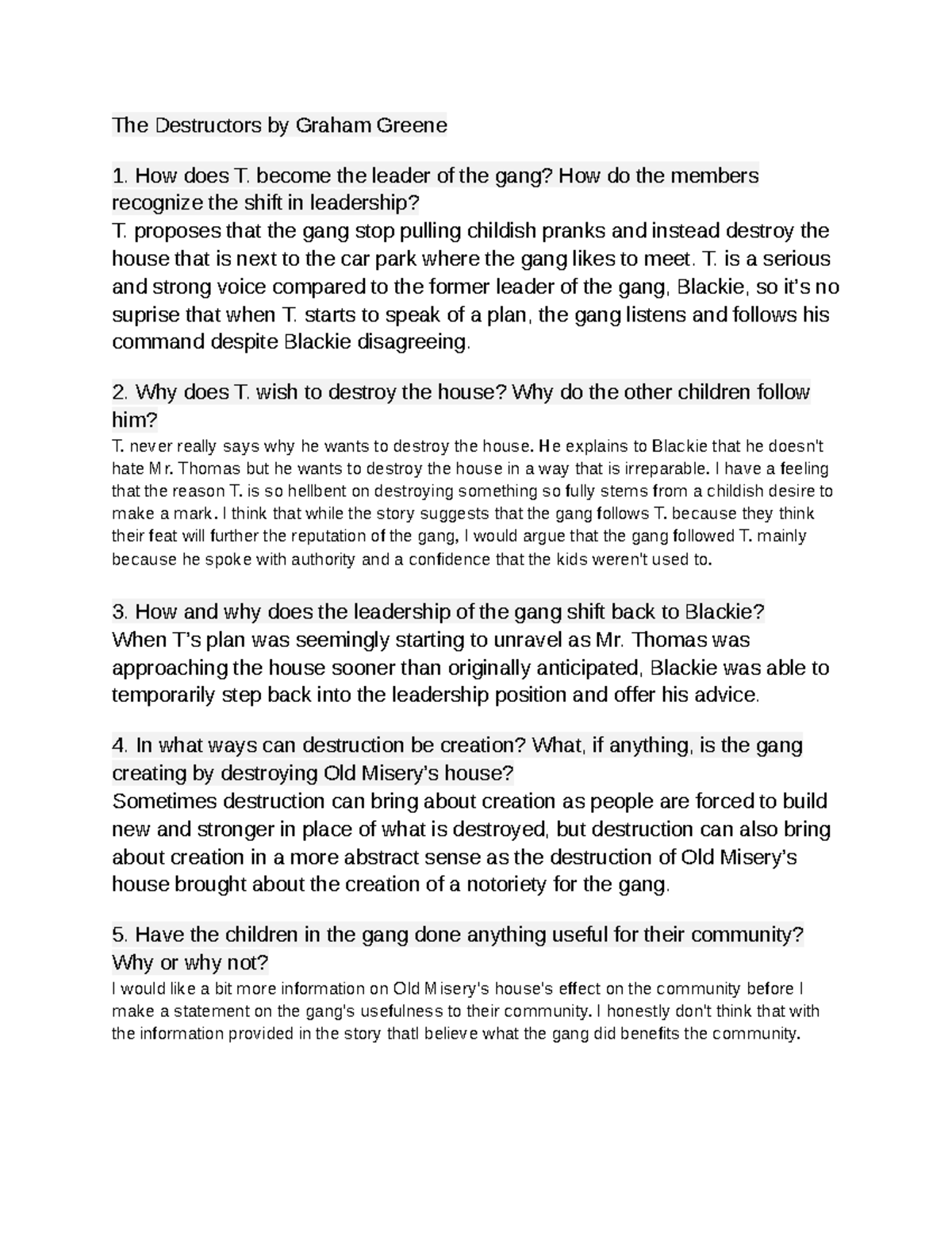 The Destructors by Graham Greene - Google Docs - The Destructors by ...