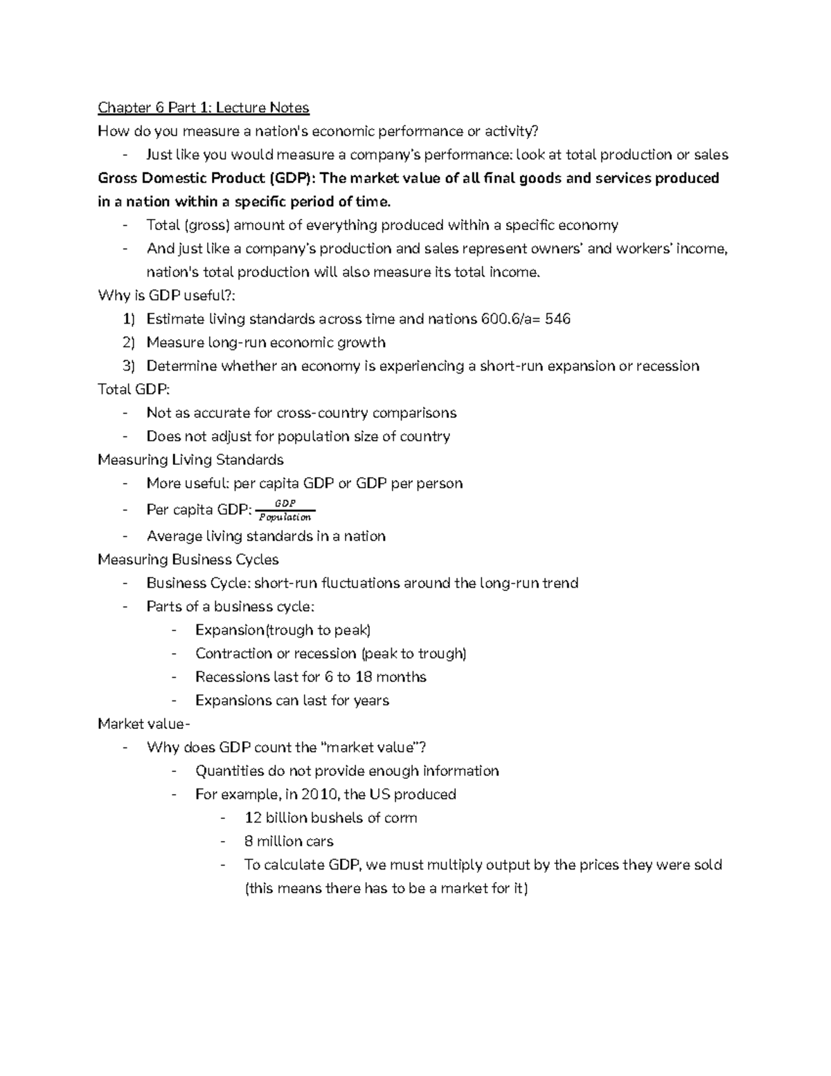 Chapter 6 Part 1 Lecture Video Notes - Chapter 6 Part 1: Lecture Notes ...