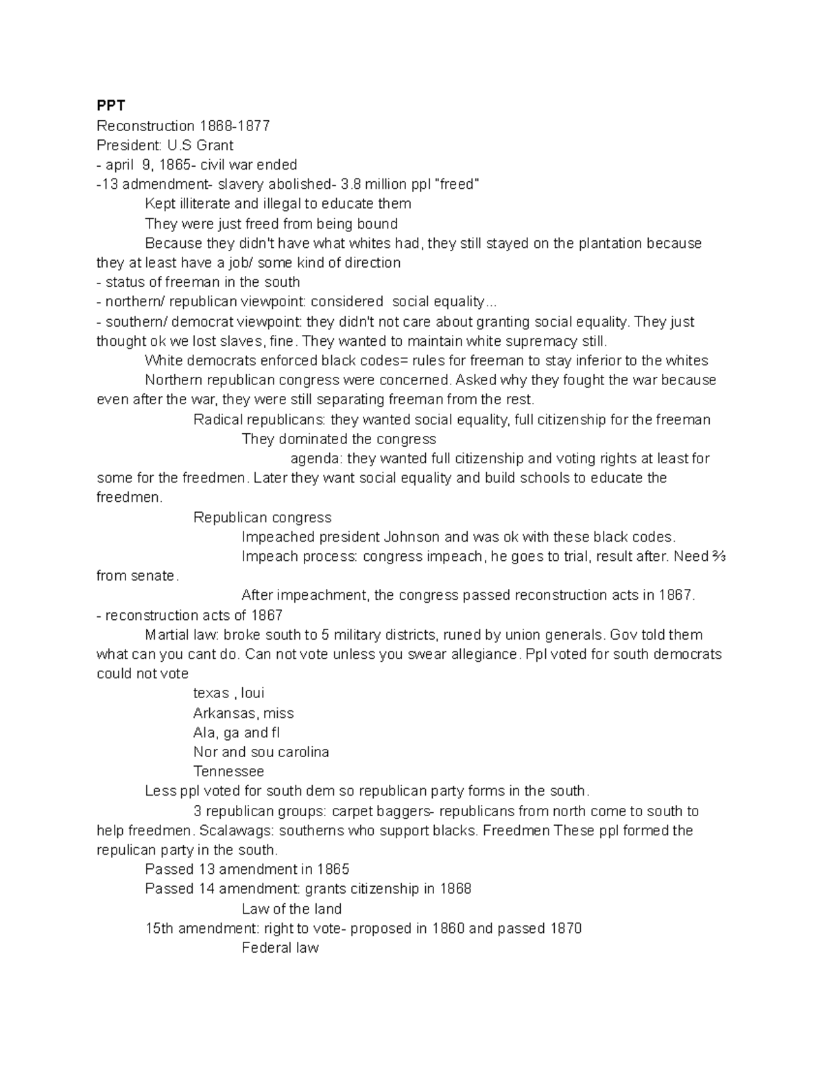 Ch 16 histry notes - lecture by manon - PPT Reconstruction 1868 ...