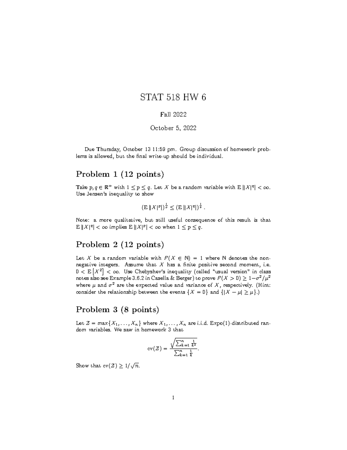 Stat518 hw6-2 - homework - STAT 518 HW 6 Fall 2022 October 5, 2022 Due ...