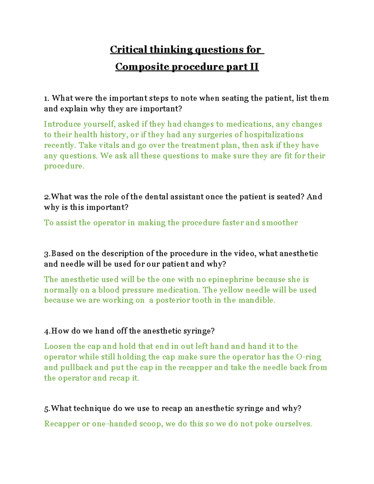 Critical thinking Comp part 2 - Critical thinking questions for ...