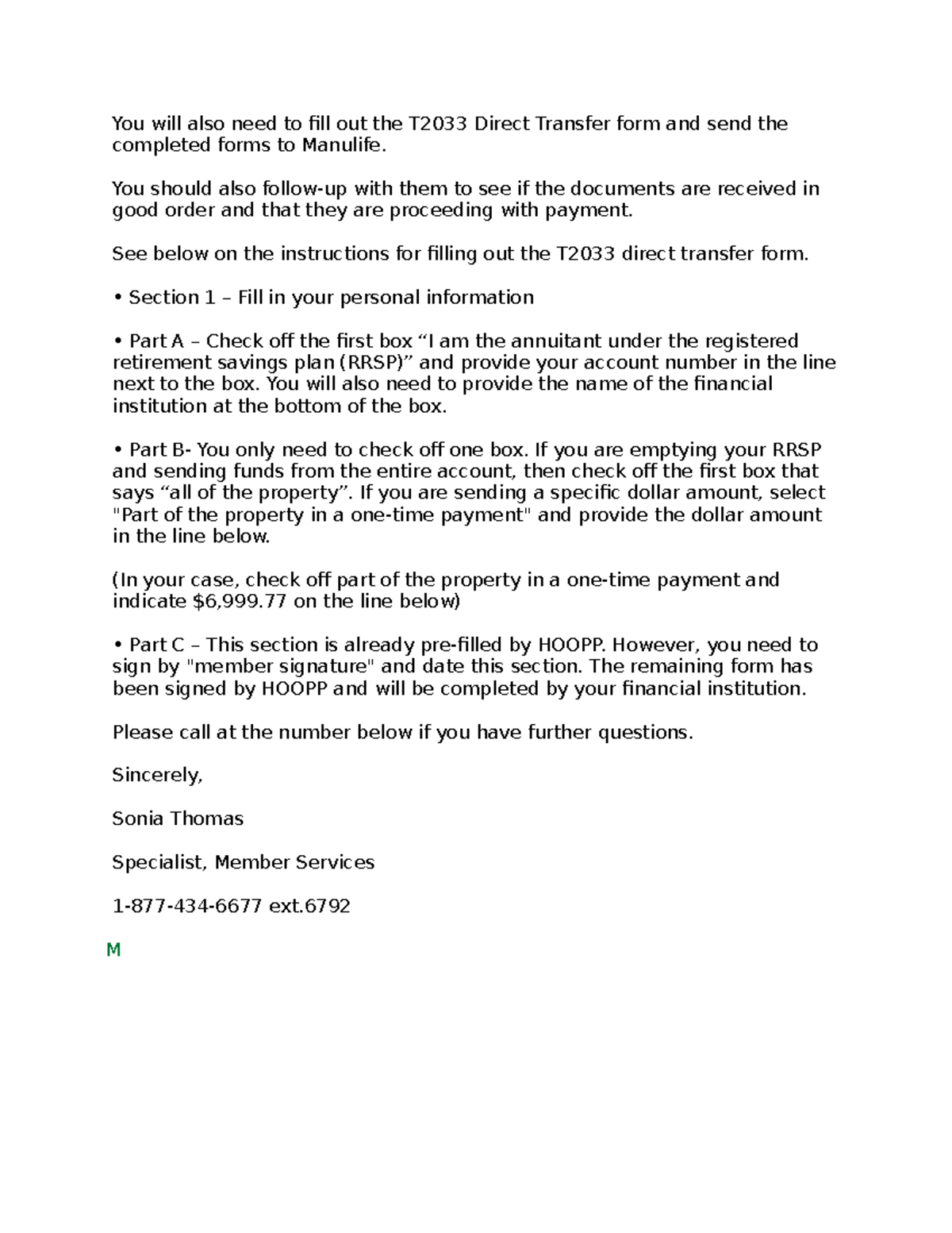 Instructions for Manulife - You will also need to fill out the T2033 ...