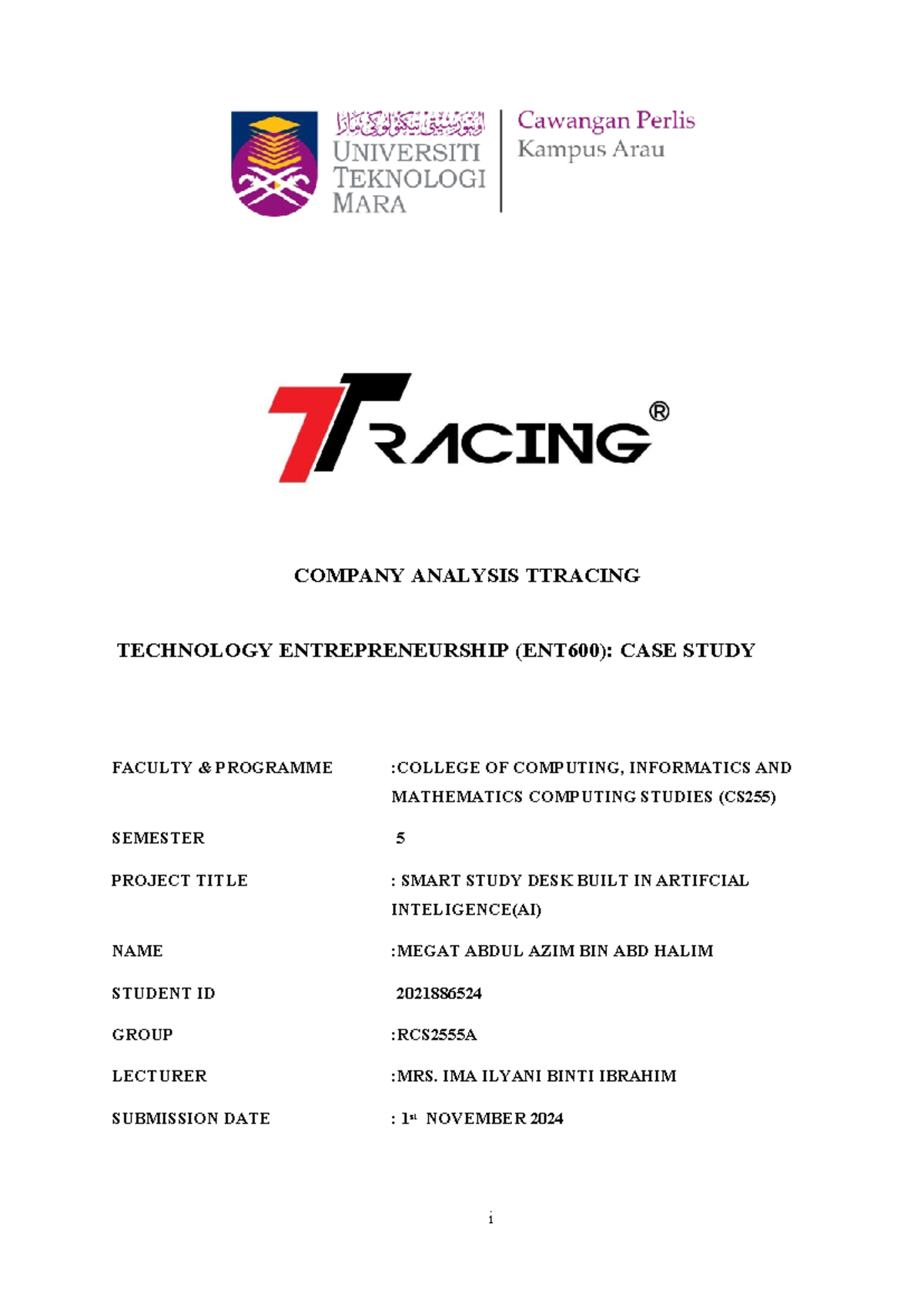 Contoh CASE Study 1 - i COMPANY ANALYSIS TTRACING TECHNOLOGY ...