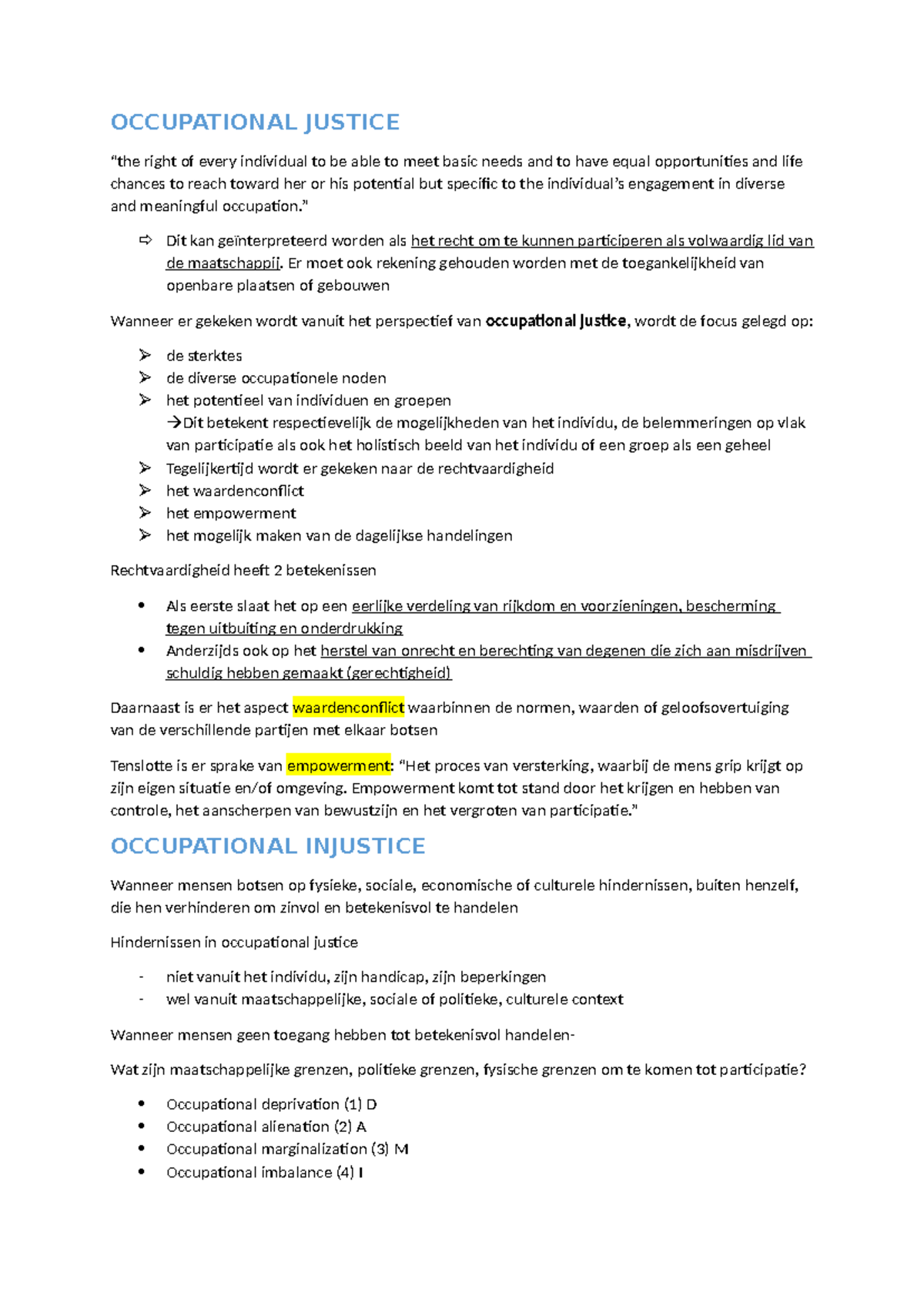 HV examen algemene smvtg - OCCUPATIONAL JUSTICE “the right of every ...