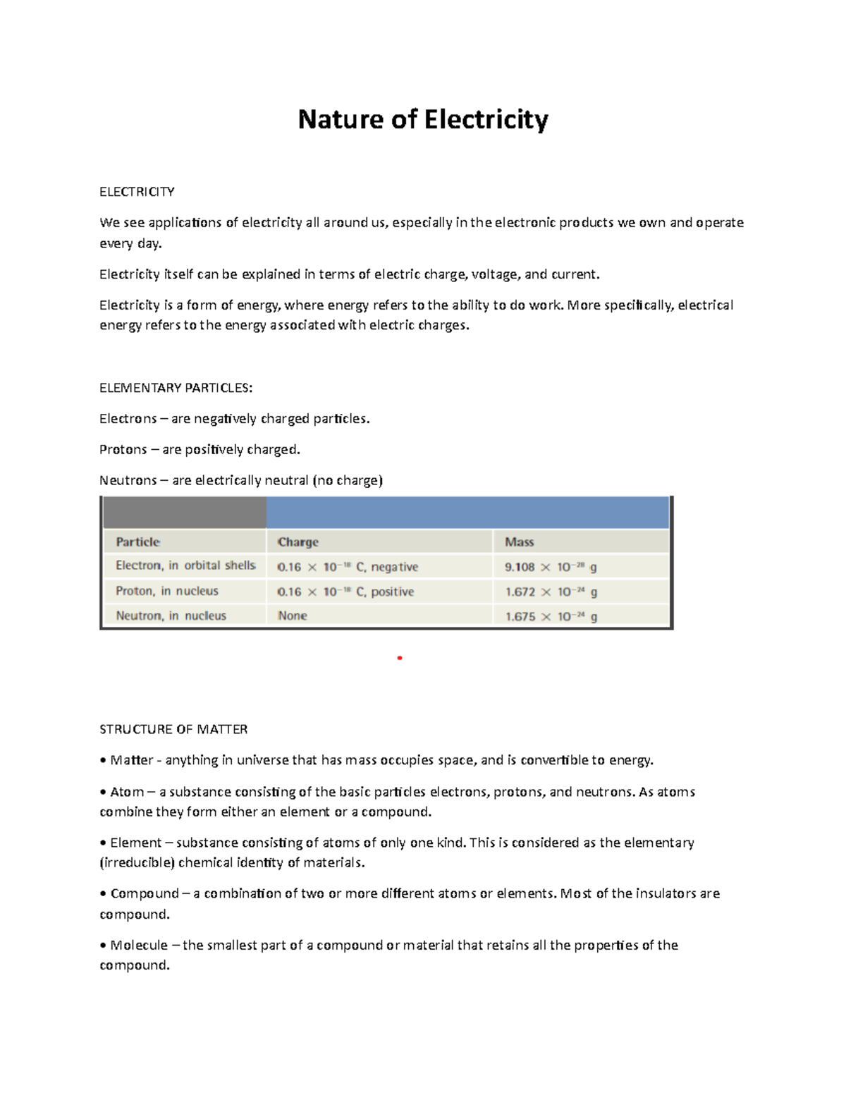 Nature of Electricity - Nature of Electricity ELECTRICITY We see ...