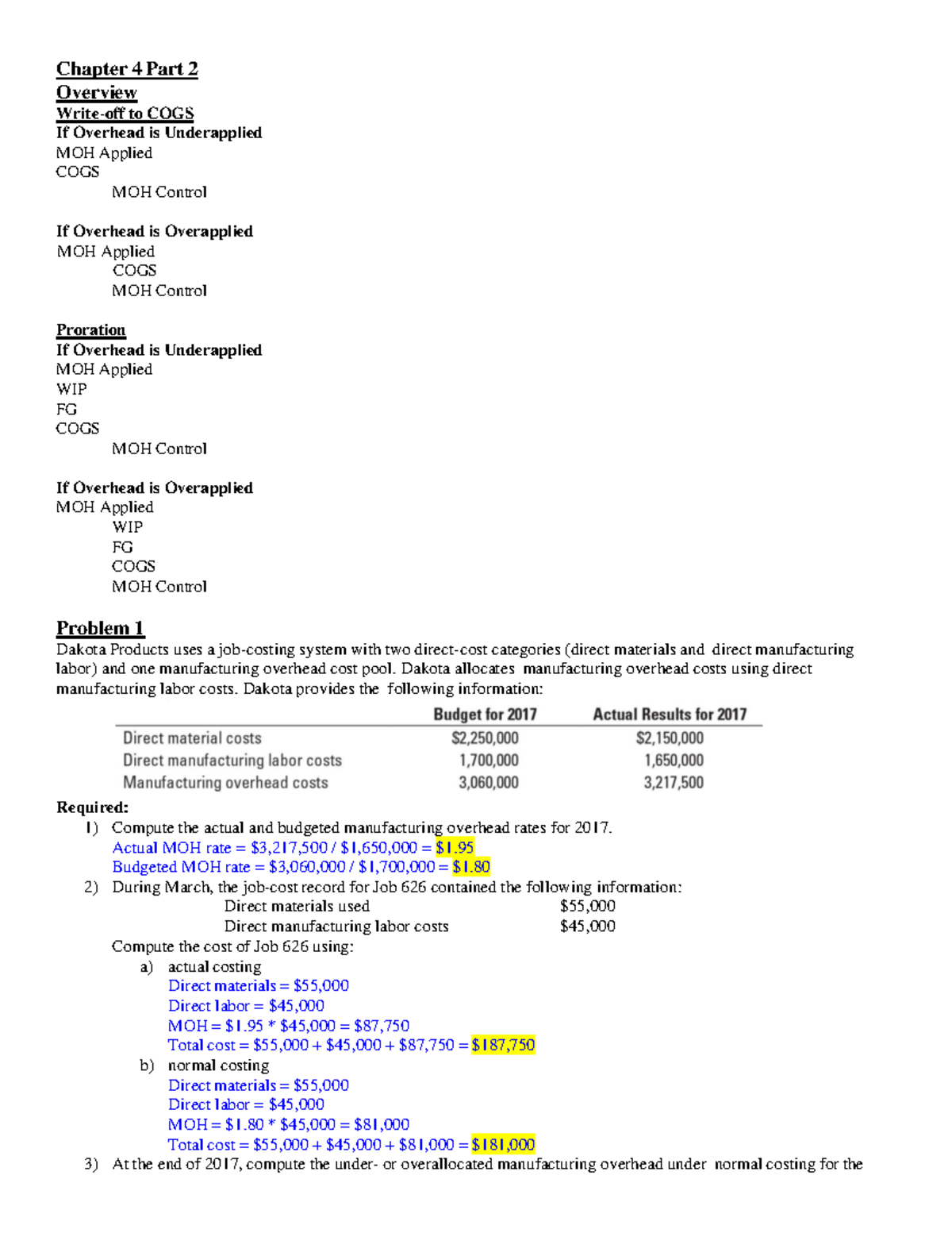 Chapter 4 Practice Problems - Chapter 4 Part 2 Overview Write-off to ...