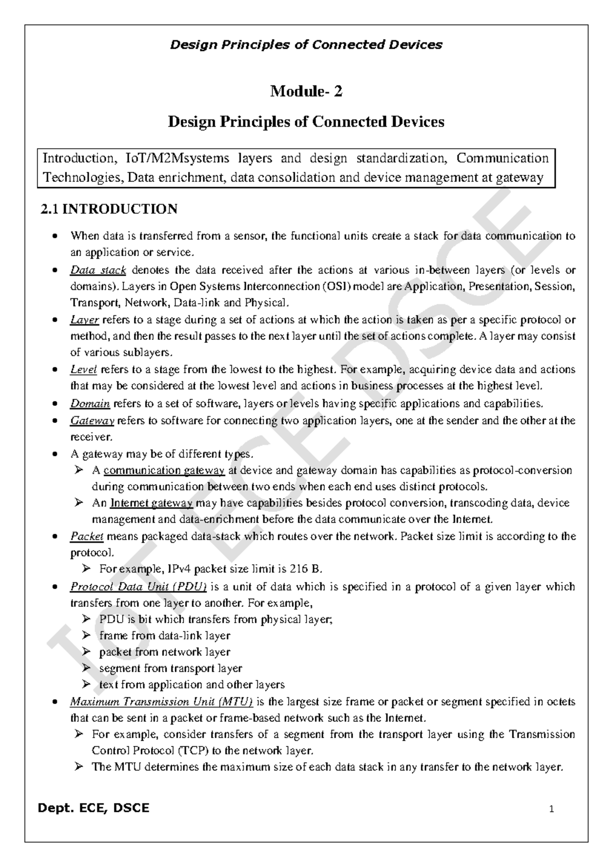 IOT Module 2 - internet of things - Module- 2 Design Principles of ...