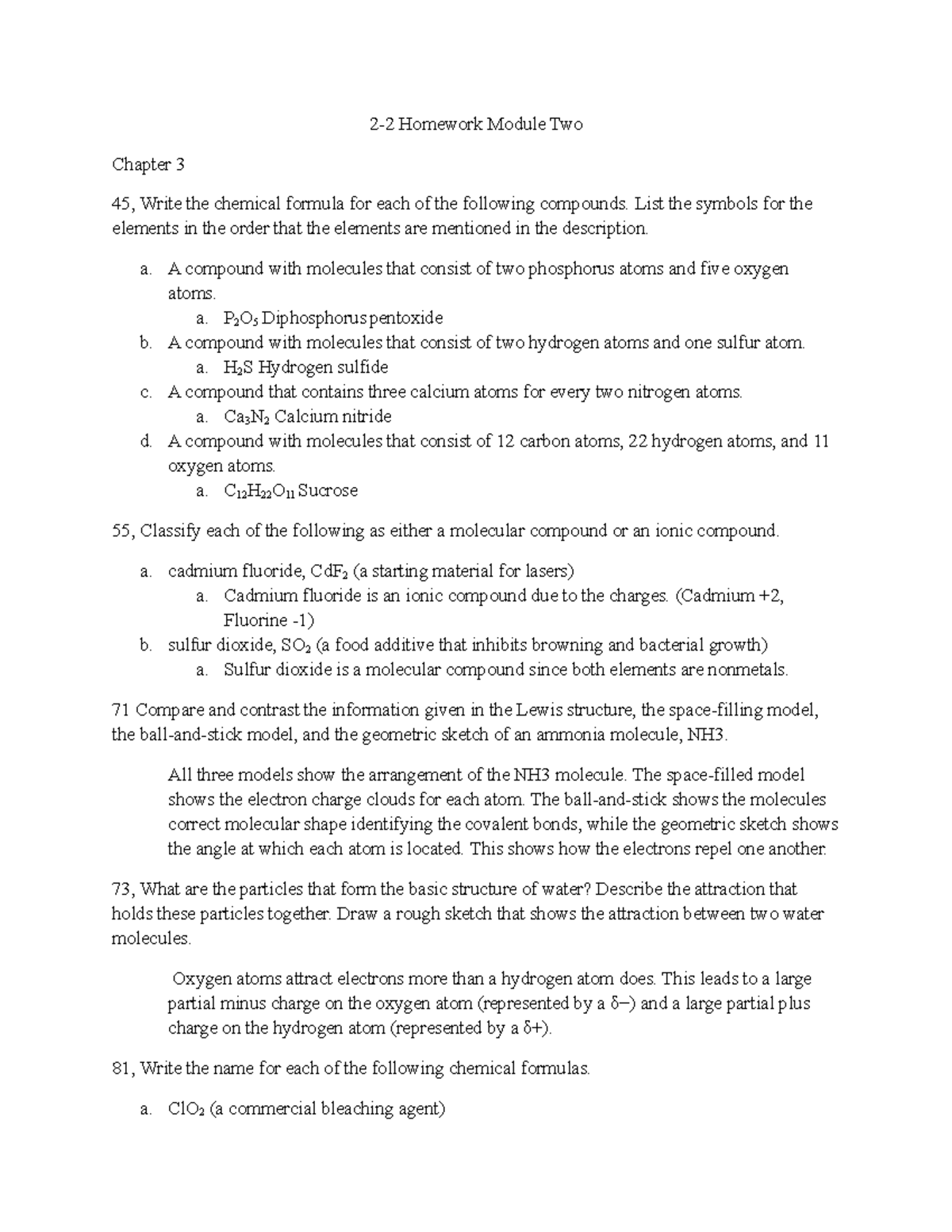 2-2 Homework Module Two - 2-2 Homework Module Two Chapter 3 45, Write ...