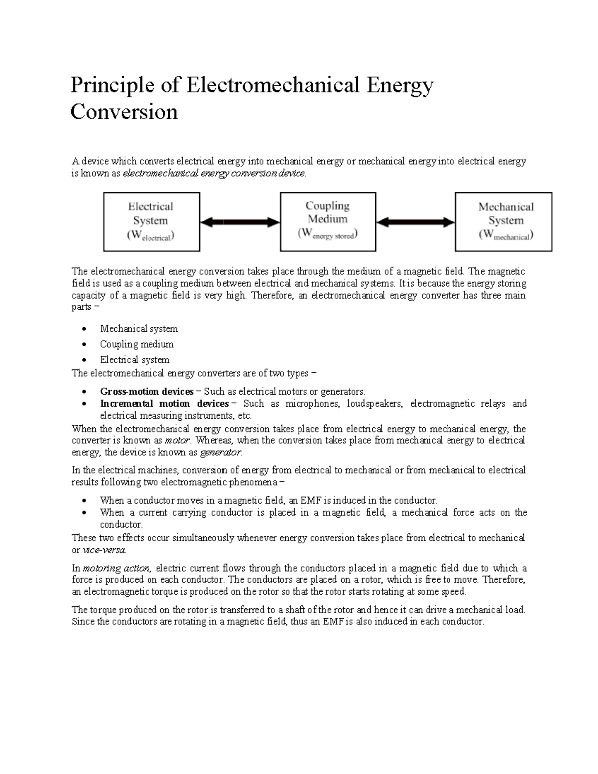 EM Electromachenical Energy Conversion I - Principle of ...