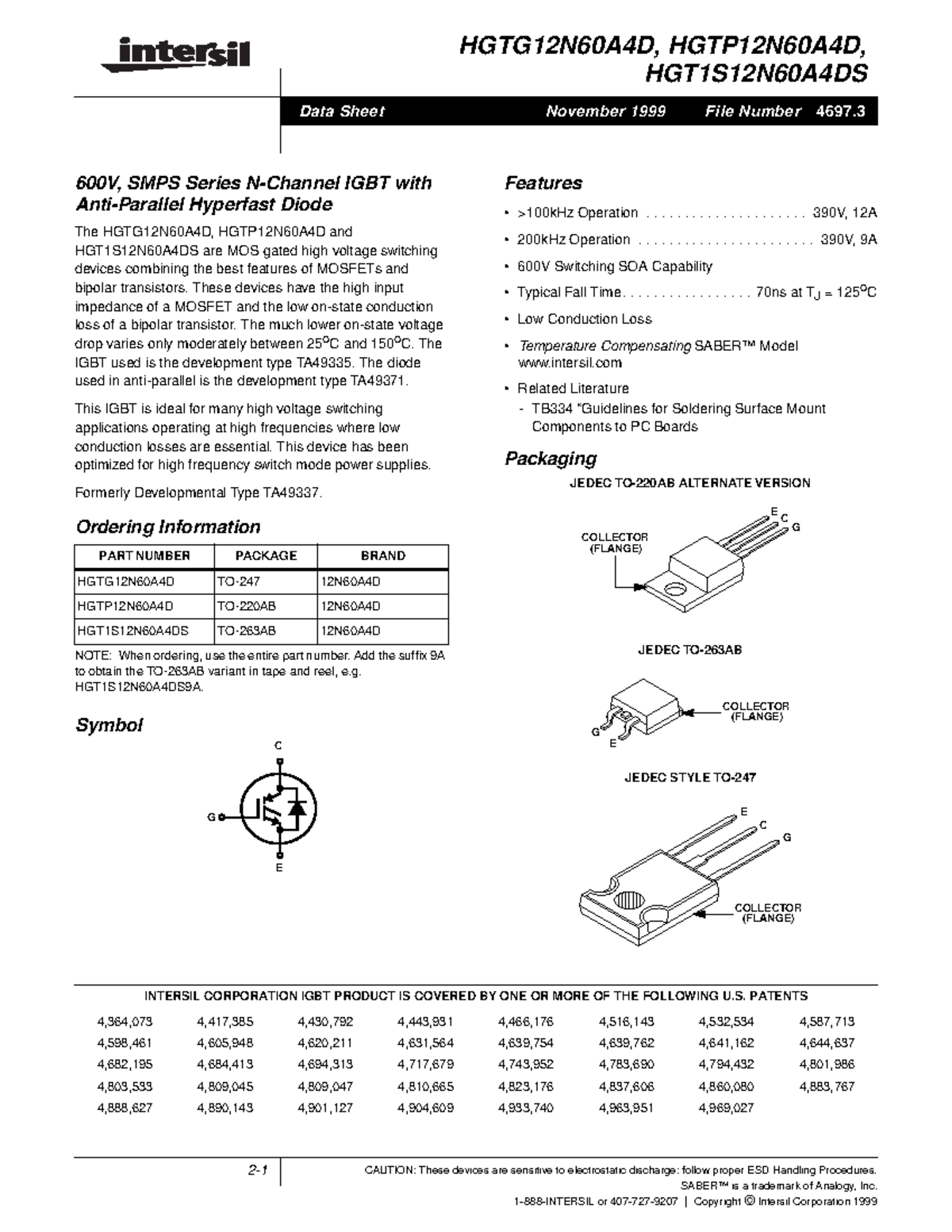 HGTG12N60A4D - THE BEST MOSFET THAT HAVE A 220V DC AND ABOVE - 2- File ...