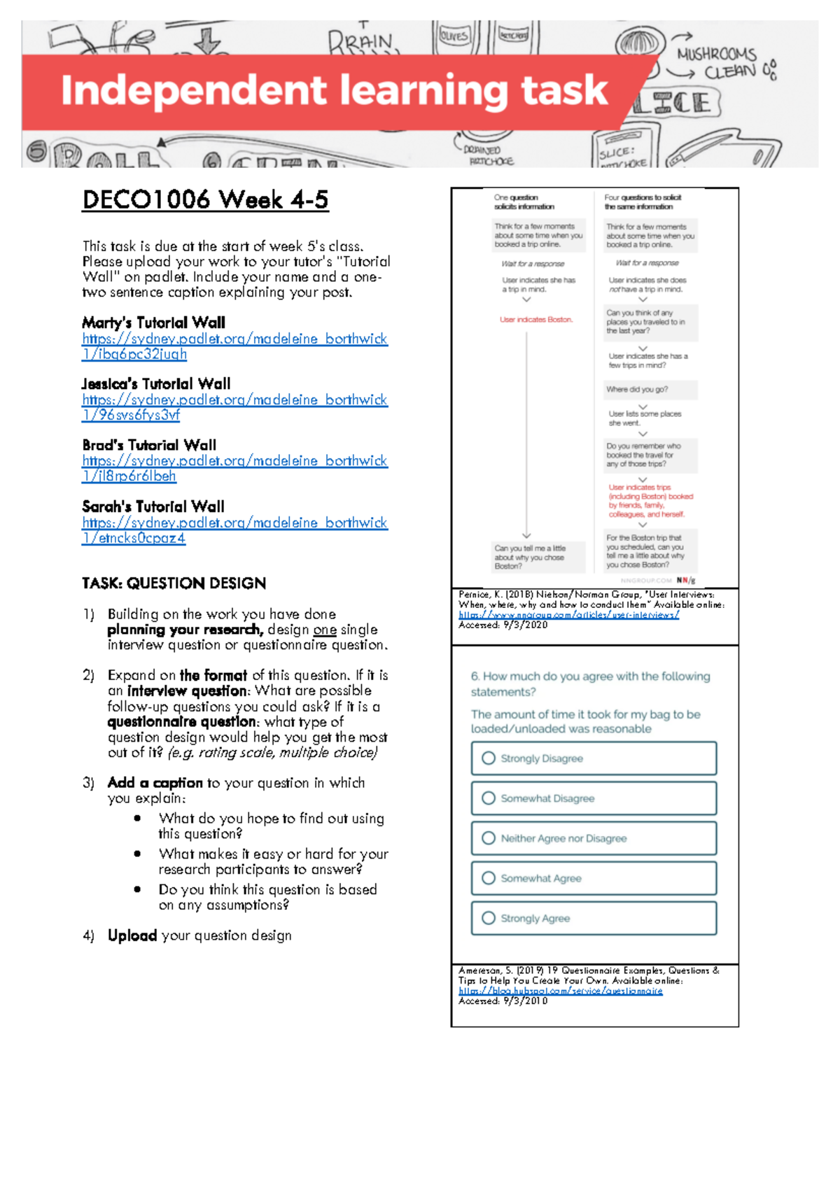 DECO1006 Week 4 – Independent Learning - DECO 1006 Week 4 - 5 This task ...