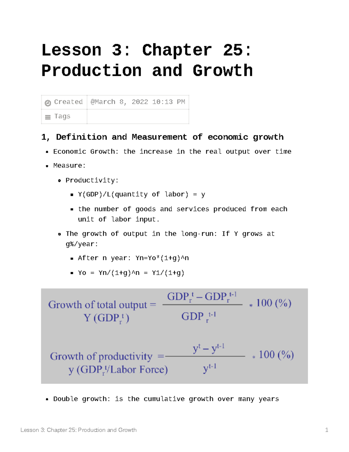 Lesson 3 Chapter 25 Production and Growth - Lesson 3: Chapter 25 ...