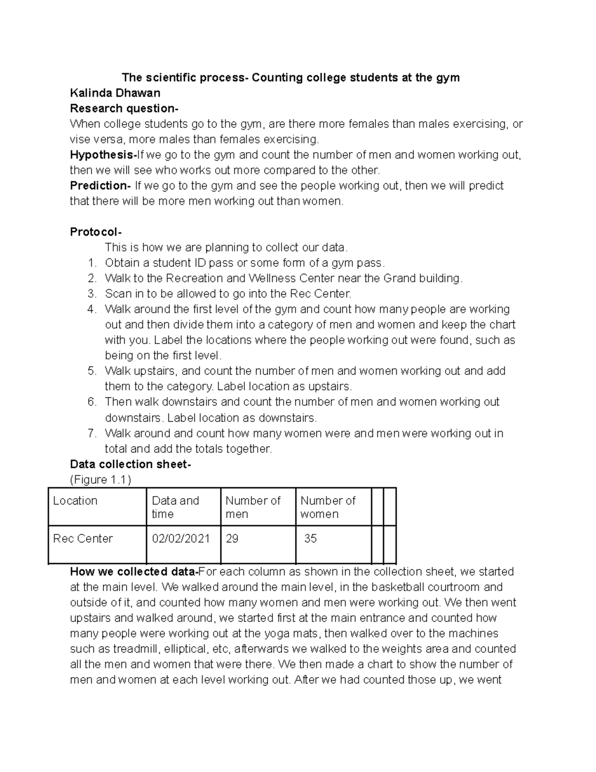 Research question - Lab report for a biology assignment with data - The ...
