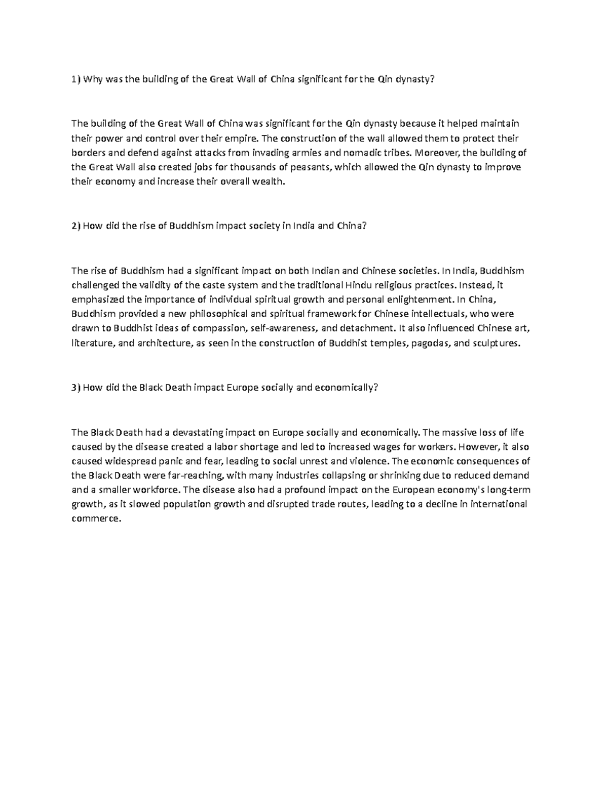 Document - Classwork - Why was the building of the Great Wall of China ...