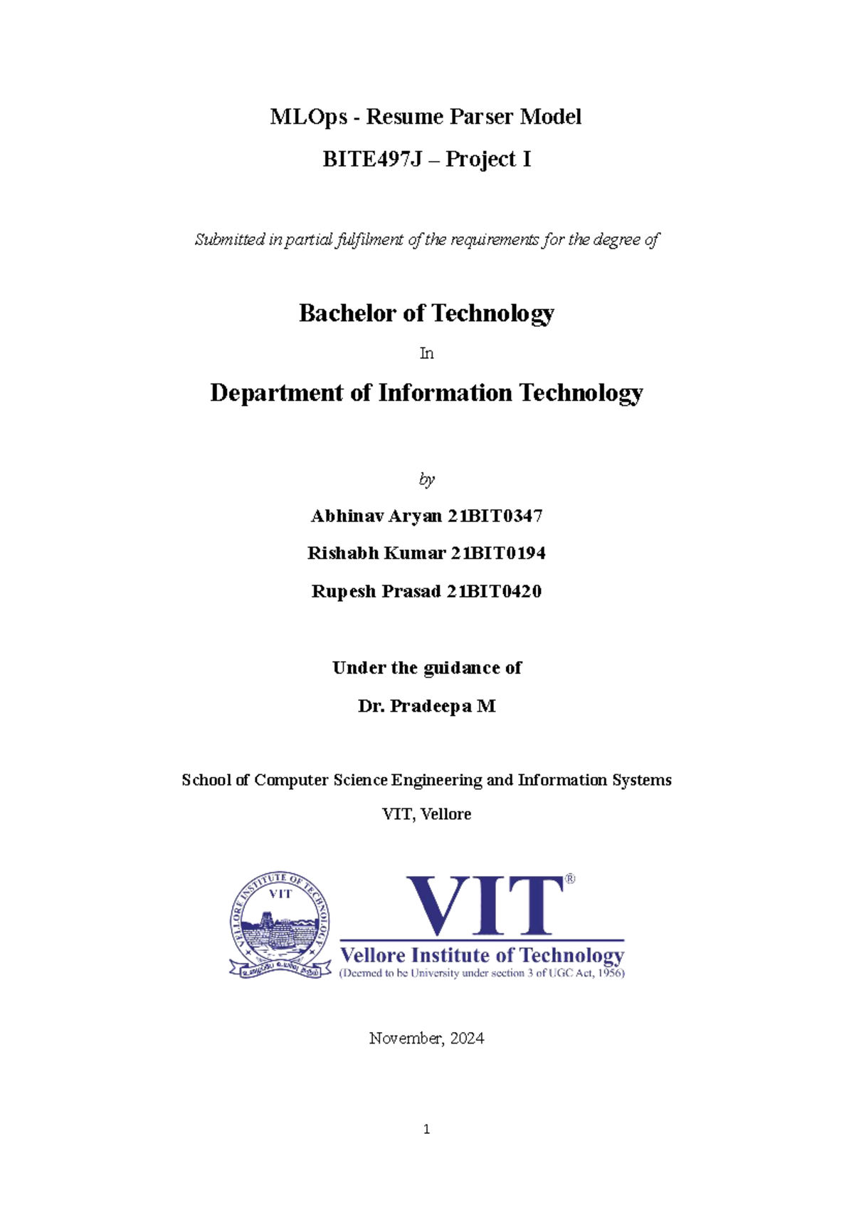 1732093144 - Mlops - MLOps - Resume Parser Model BITE497J – Project I ...
