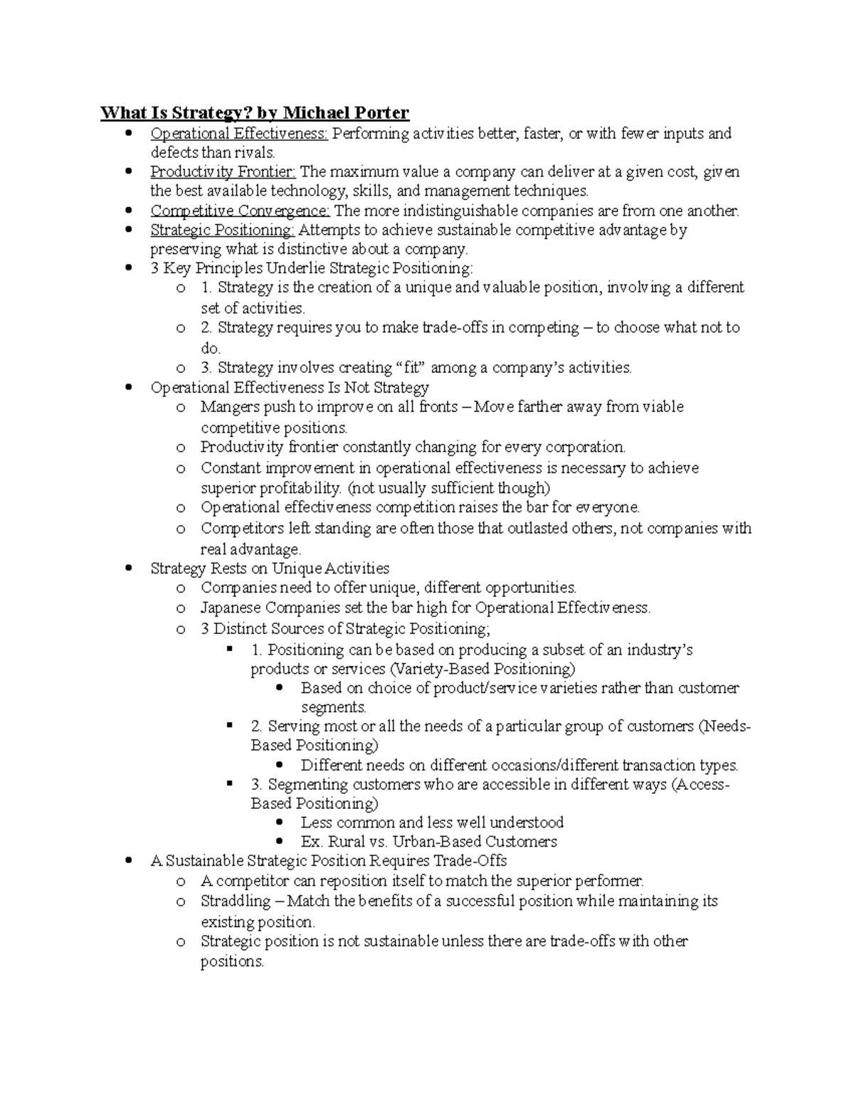 What Is Strategy - Michael Porter - Productivity Frontier: The maximum ...