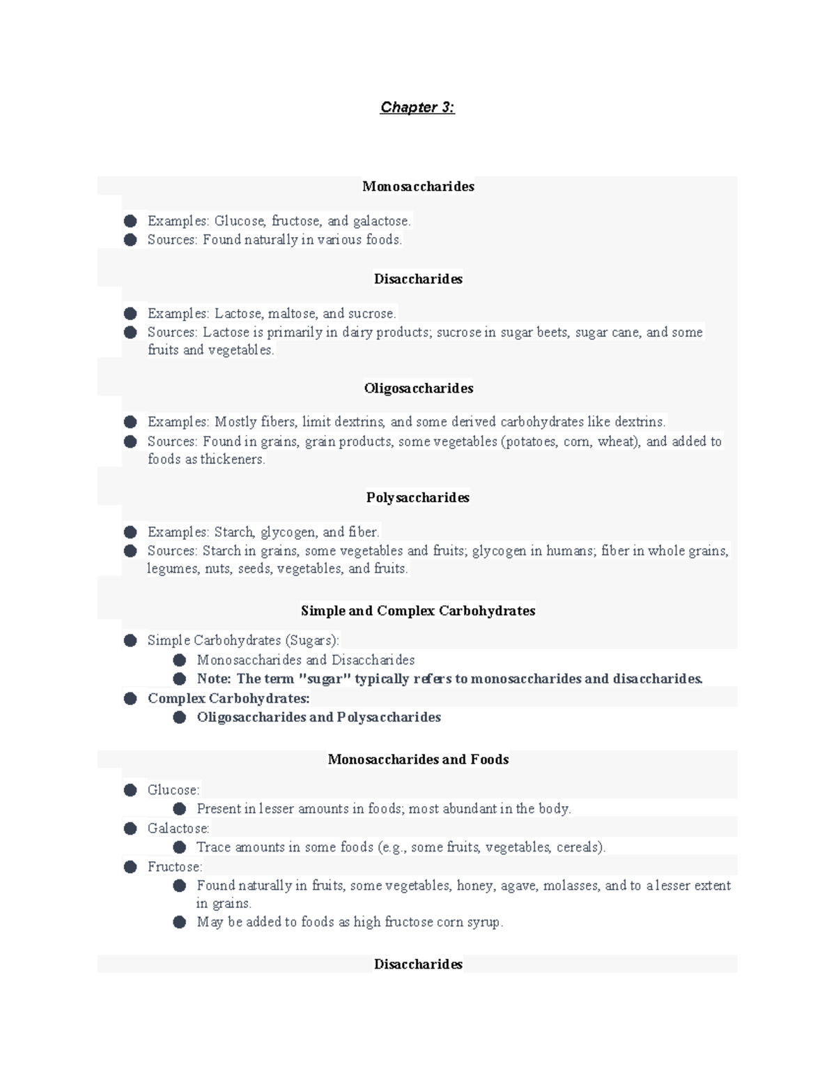 Chapter 3 - Chapter 3: Monosaccharides Examples: Glucose, fructose, and ...