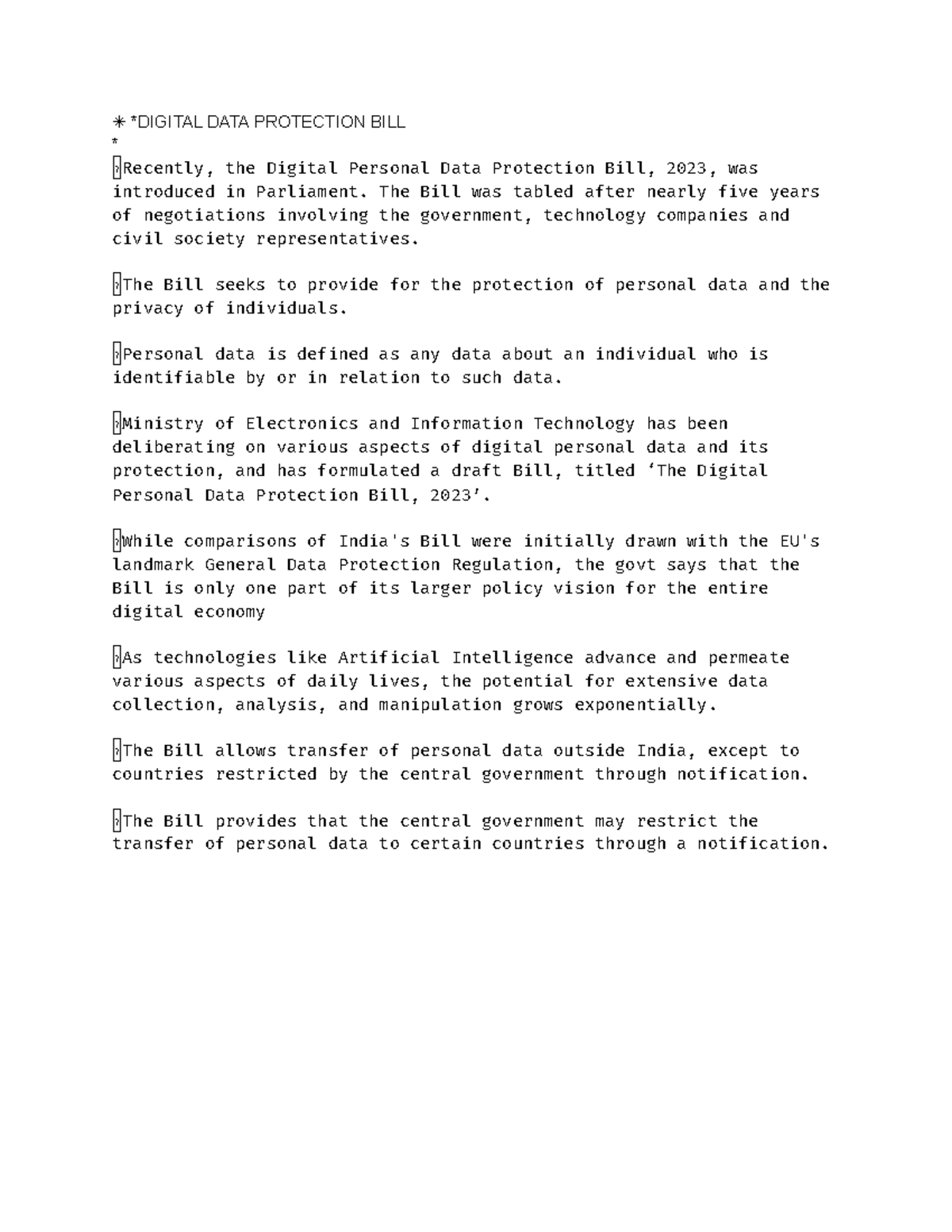 ️ - Digital DATA Protection BILL - ️*DIGITAL DATA PROTECTION BILL * ⭐ ...