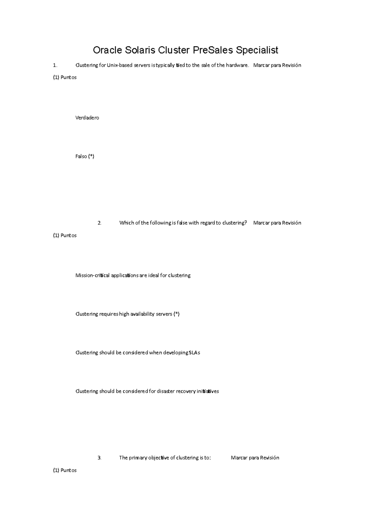 Oracle Solaris Cluster Pre Sales Specialist - 1. Clustering for Unix ...