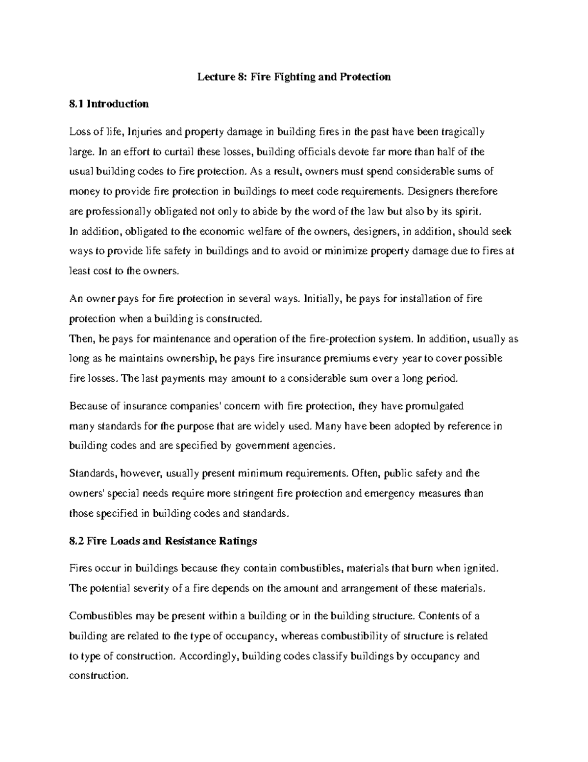 Lecture 8 Fire Fighting and Protection Degree - Lecture 8: Fire ...