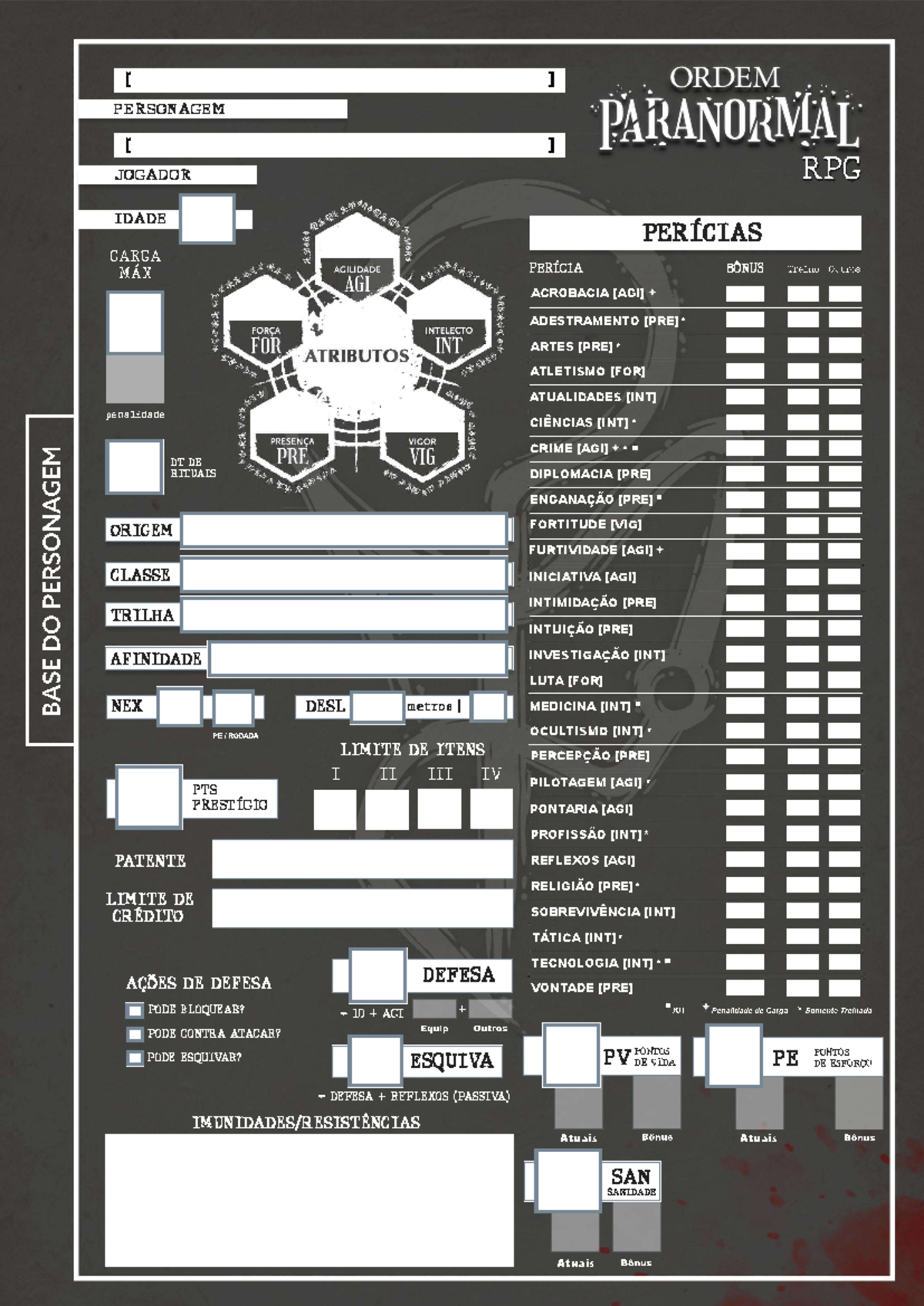 Ficha Personagem - Completa - RPG B A S E D O P E R S O N A G E M Bônus ...