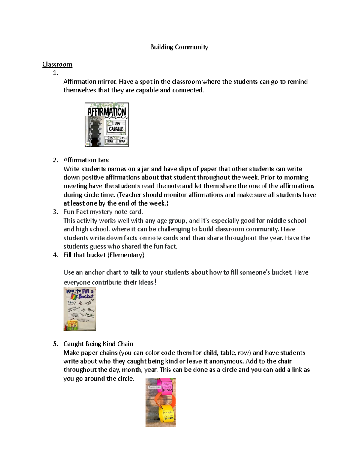 Building Community activities - Building Community Classroom 1 ...