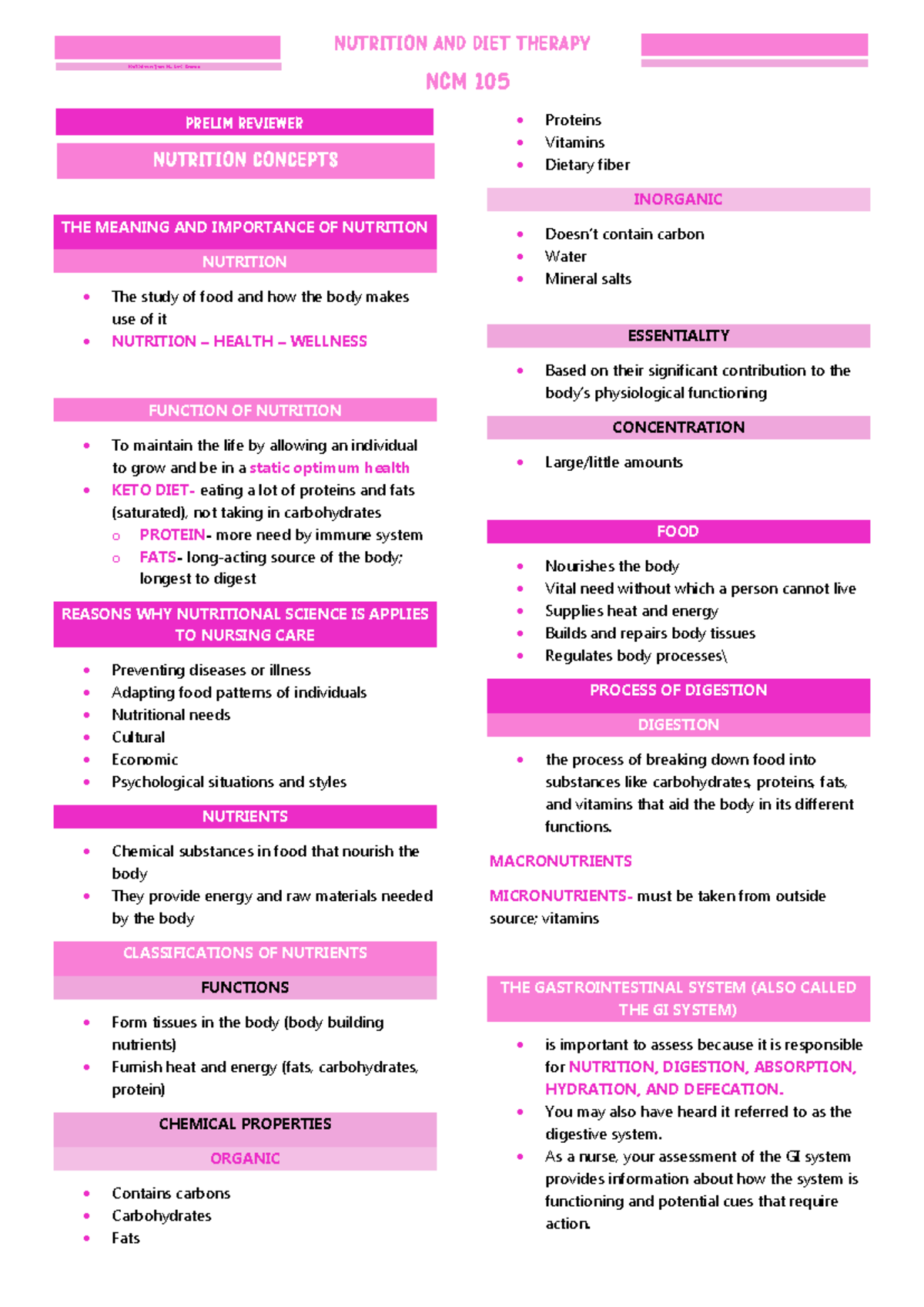 NCM 105 l Nutrition AND DIET Therapy - NUTRITION AND DIET THERAPY NCM ...