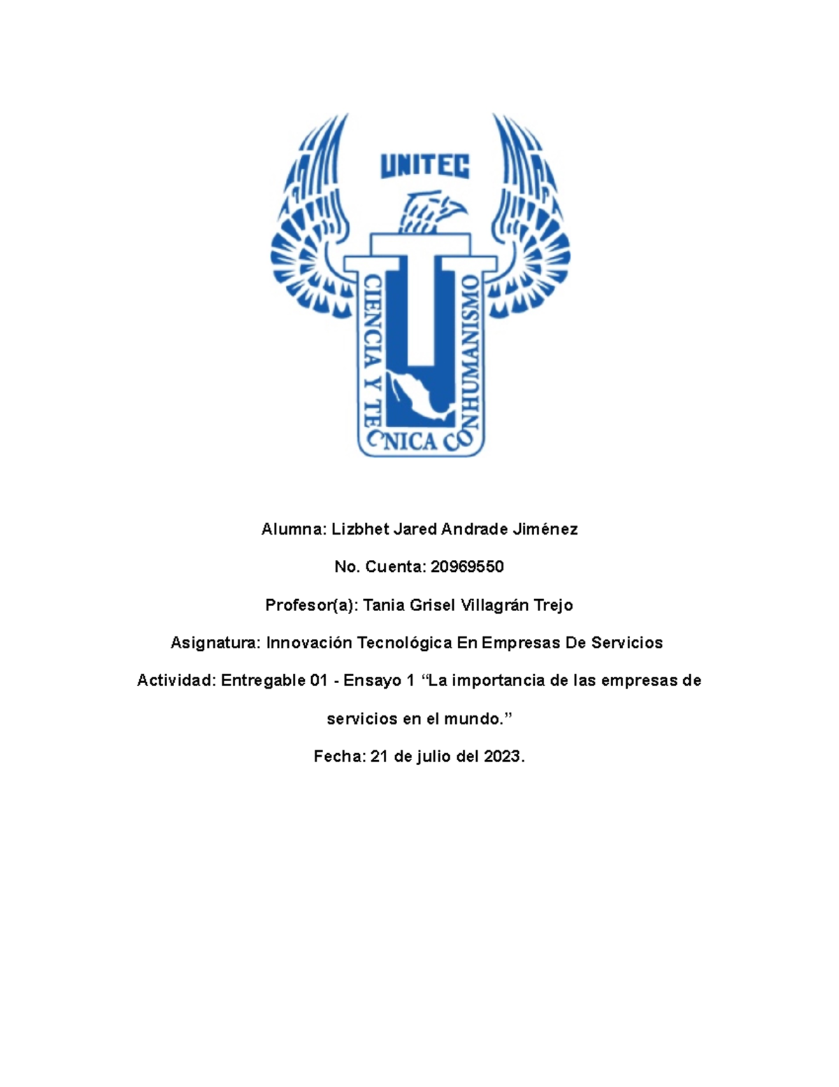 Ensayo 1 “La importancia de las empresas de servicios en el mundo ...