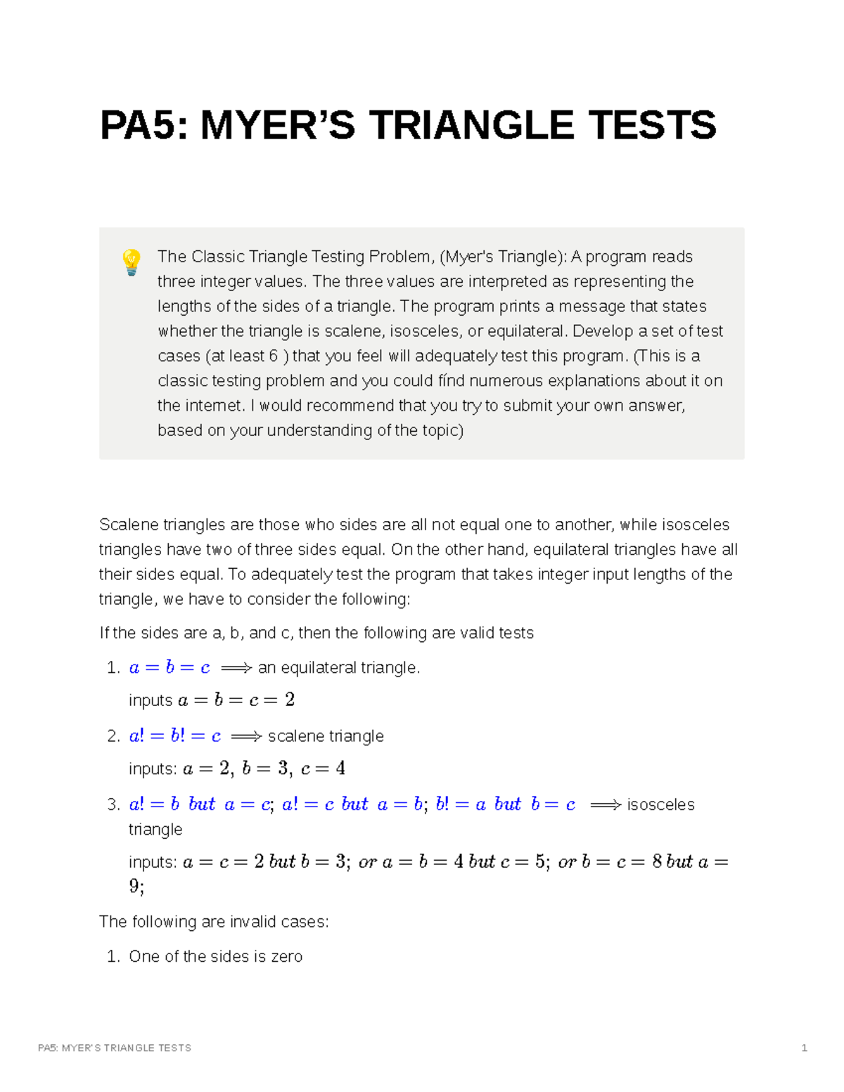 Myers Triangle Problem Pa5 Myers Triangle Tests 1 Pa5 Myers Triangle Tests 💡 The Classic 