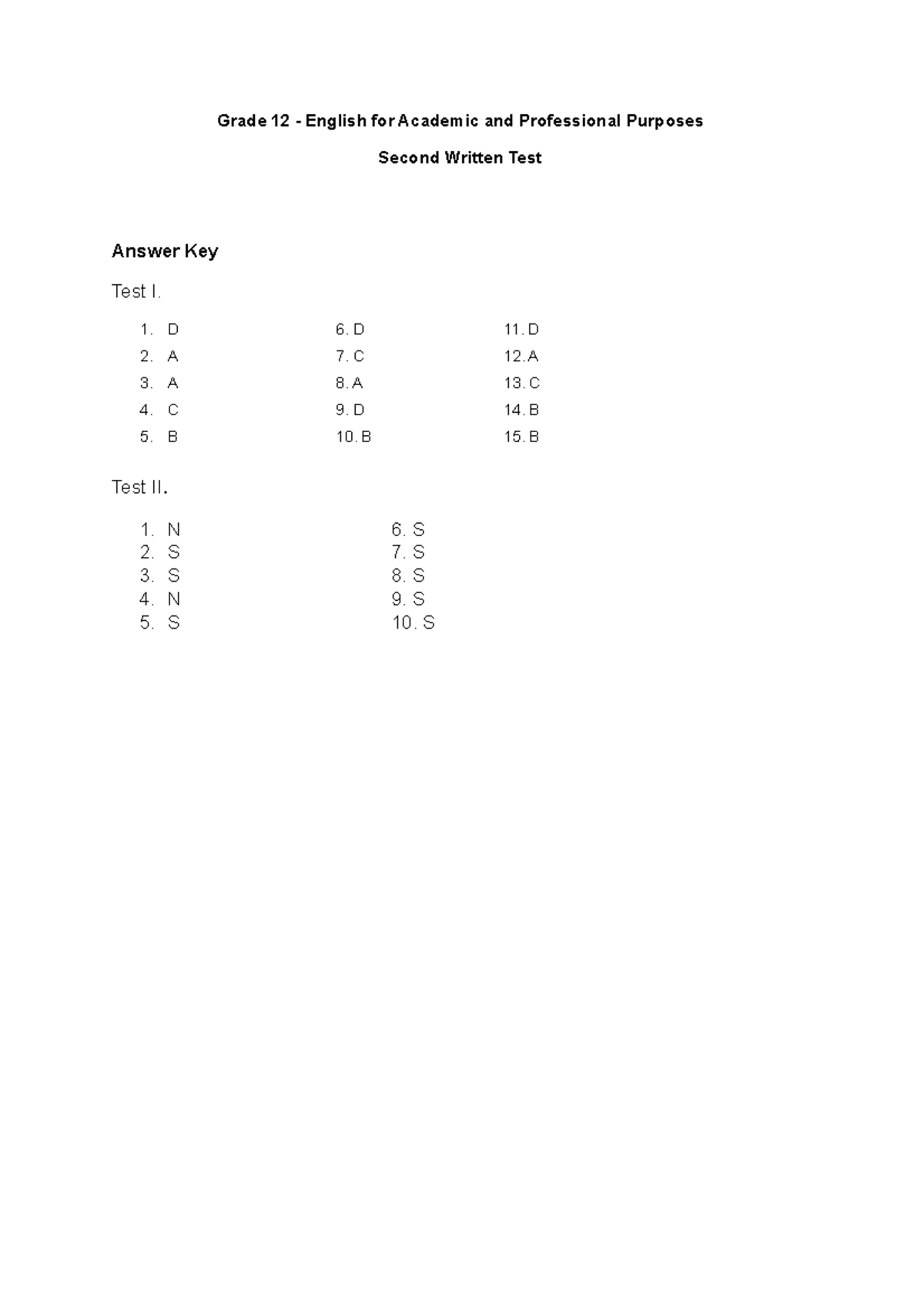 Answer key for EAPP Q1 WT - Grade 12 - English for Academic and ...
