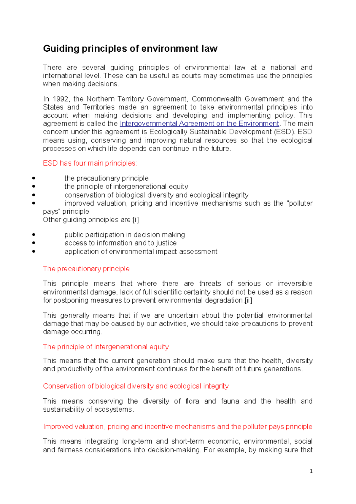 Guiding principles of environment law Lecture 2 - Guiding principles of ...