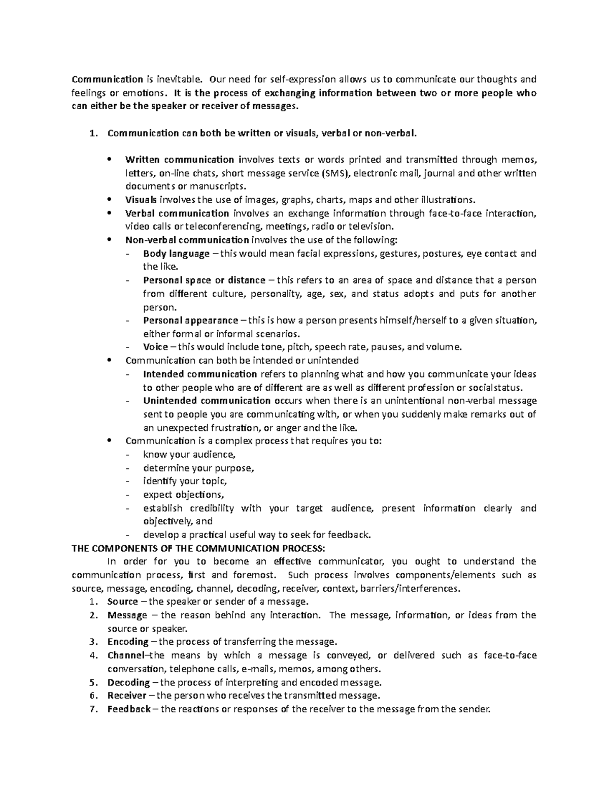 Communication is inevitable - Purposive Communication - PangSU - Studocu