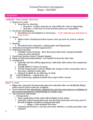 Crim Pro outline 2023 - The 4th amendment Analysis: A. What is a Search ...