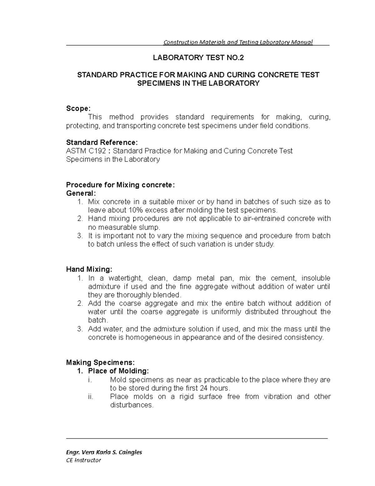 Laboratory-Exercise-No - LABORATORY TEST NO. STANDARD PRACTICE FOR ...