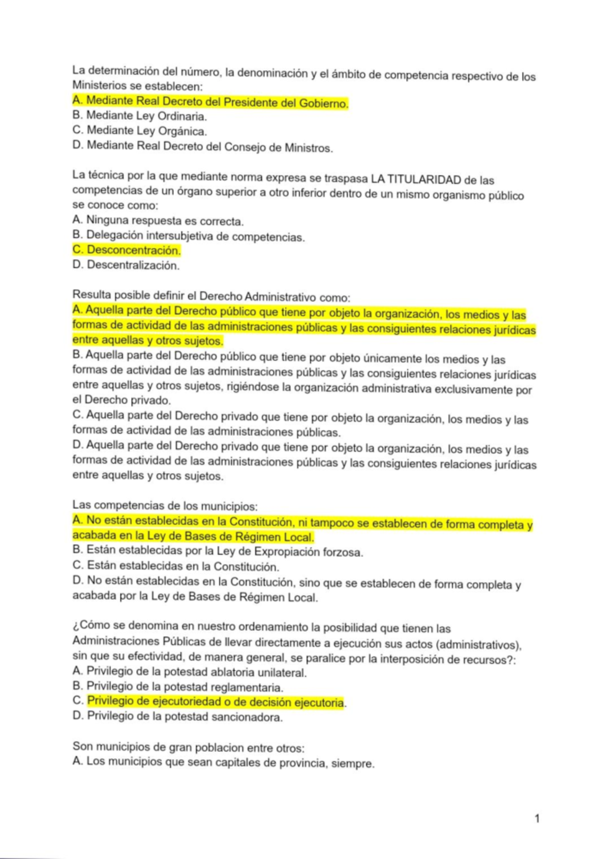 Test admi 4 - preparación para examen - Derecho Administrativo I - Studocu