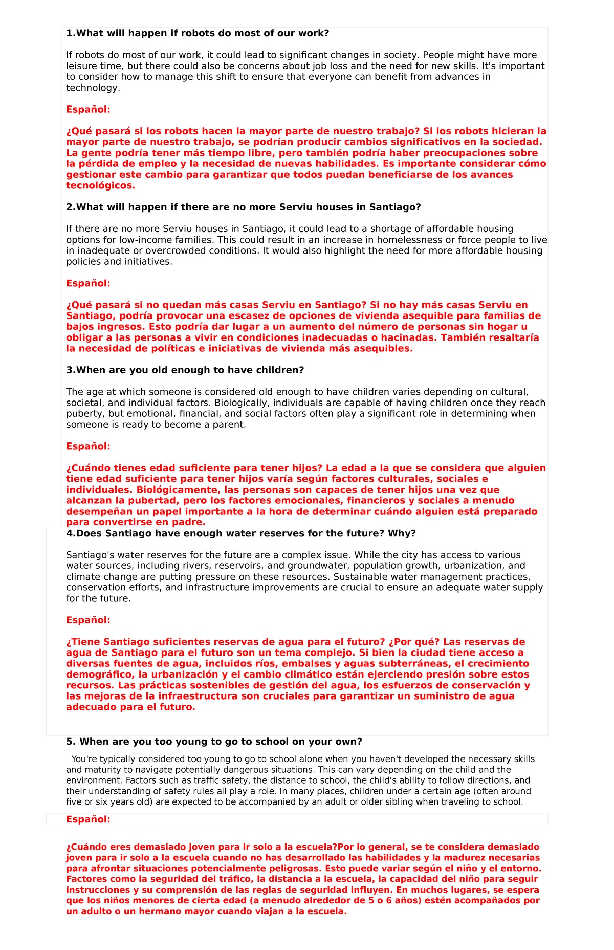 Prueba Oral Ingles - 1 will happen if robots do most of our work? If ...