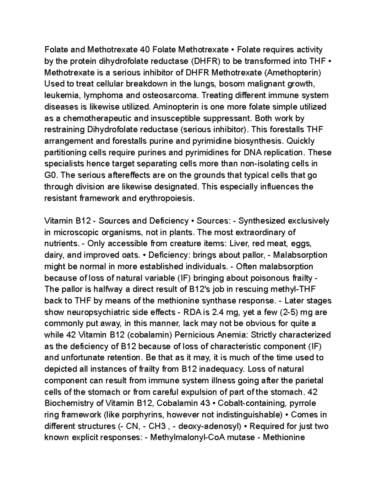 Hematology Lecture Notes - Folate and Methotrexate 40 Folate ...