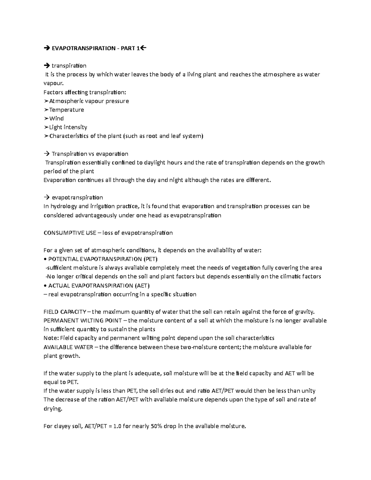 Evapotranspiration part 1 - EVAPOTRANSPIRATION - PART 1 transpiration ...