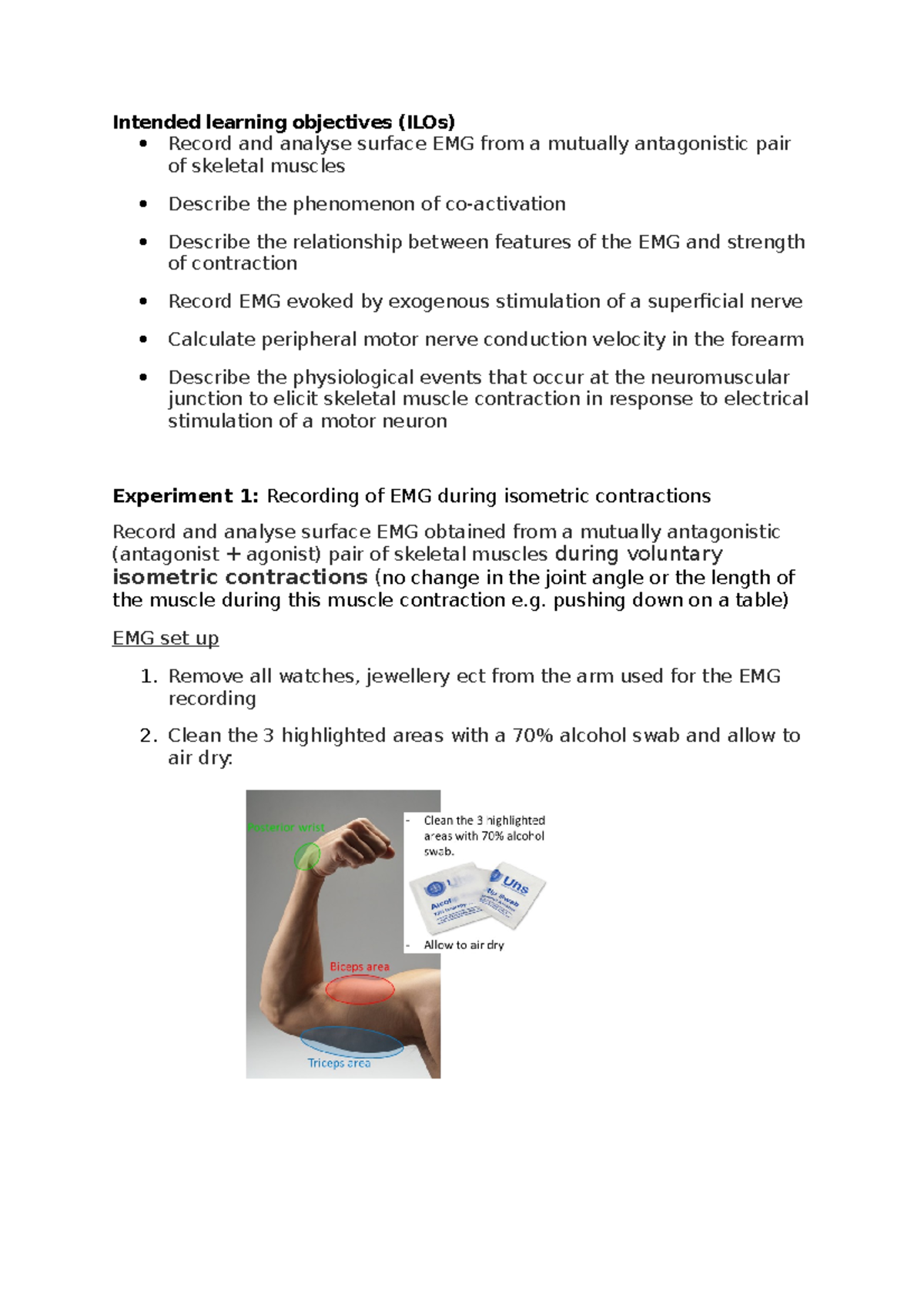 EMG lab write up - Intended learning objectives (ILOs) Record and ...