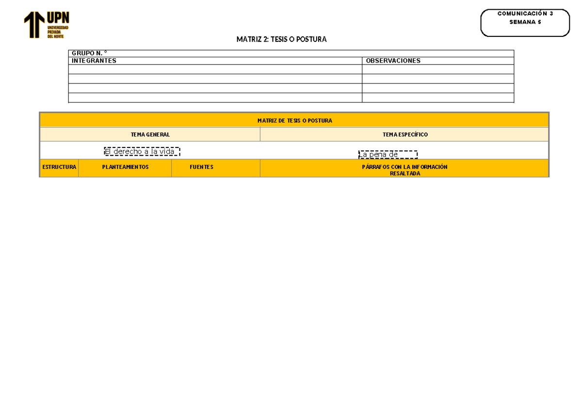 Matriz 2 S5 COMU3 2023 - hyfdf - MATRIZ 2: TESIS O POSTURA GRUPO N. o ...