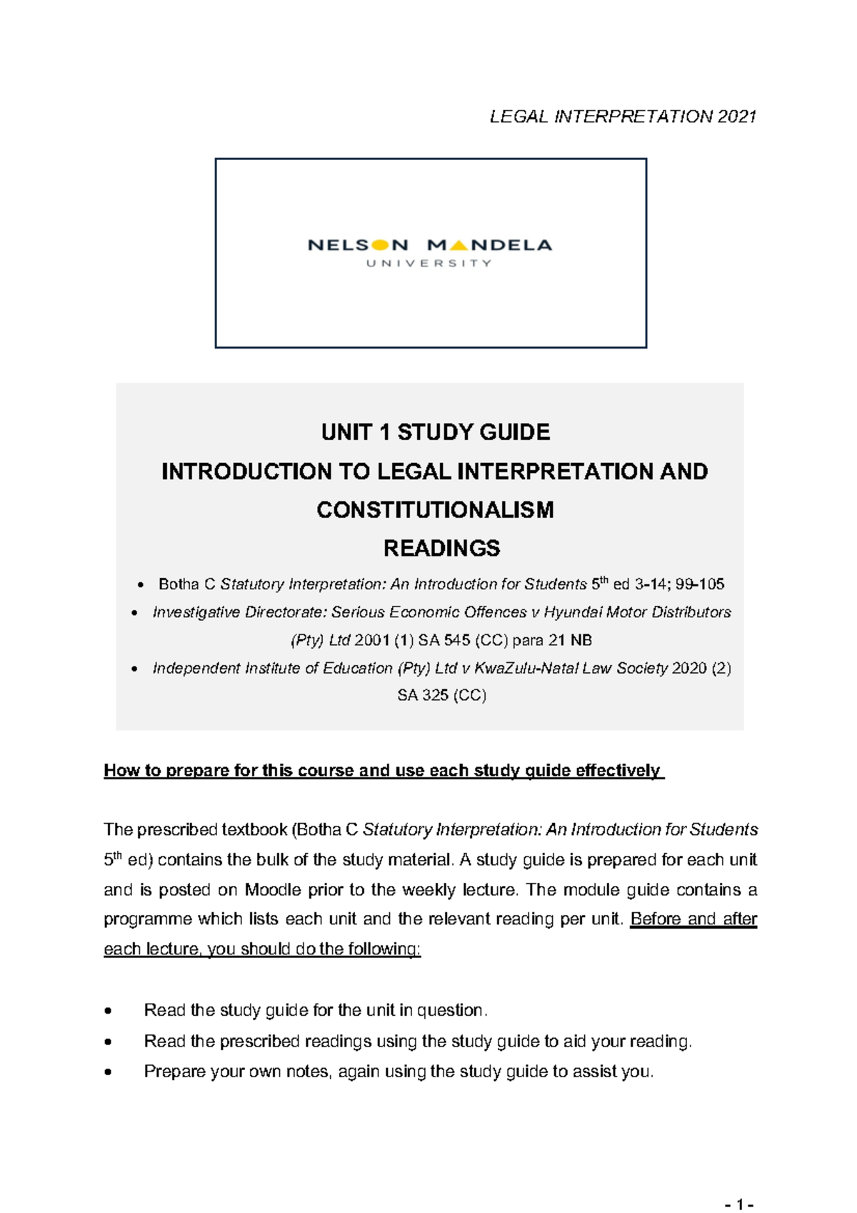 Legal Interpretation Unit 1/Chapter 1 - LEGAL INTERPRETATION 2021 How ...