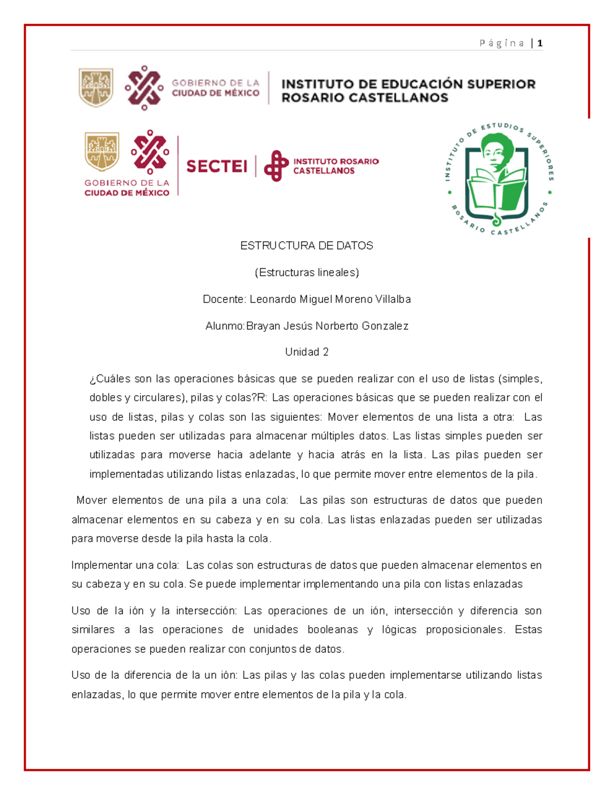 Estructuras lineales - Apuntes - P á g i n a | 1 ESTRUCTURA DE DATOS ...