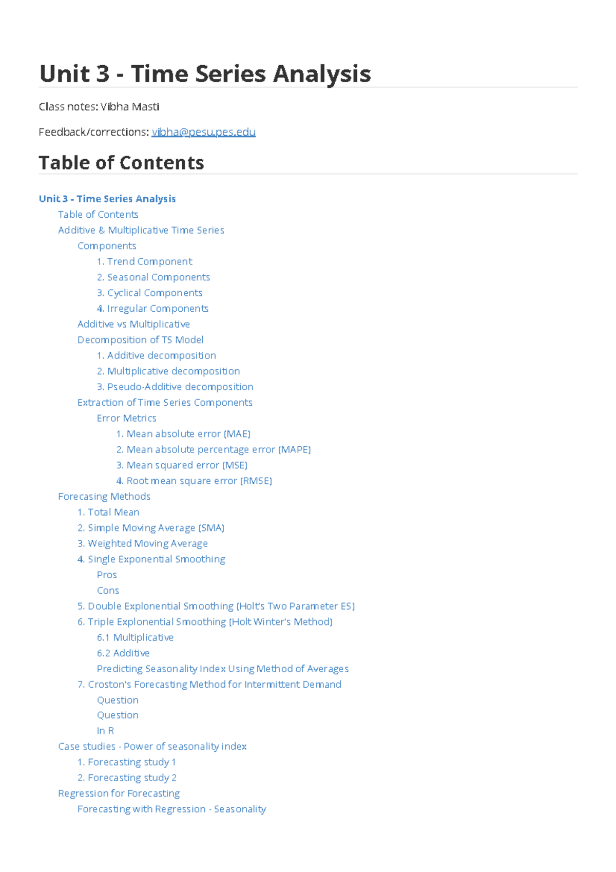 E1 DA Unit 3 Notes - /DA - Unit 3 - Time Series Analysis Class notes ...