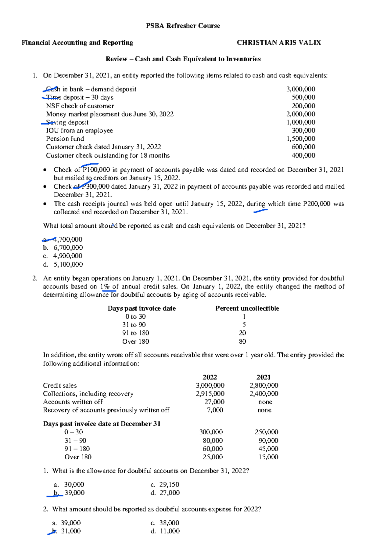 Review - Cash to Inventory Review - Cash to Inventory - BS accountancy ...