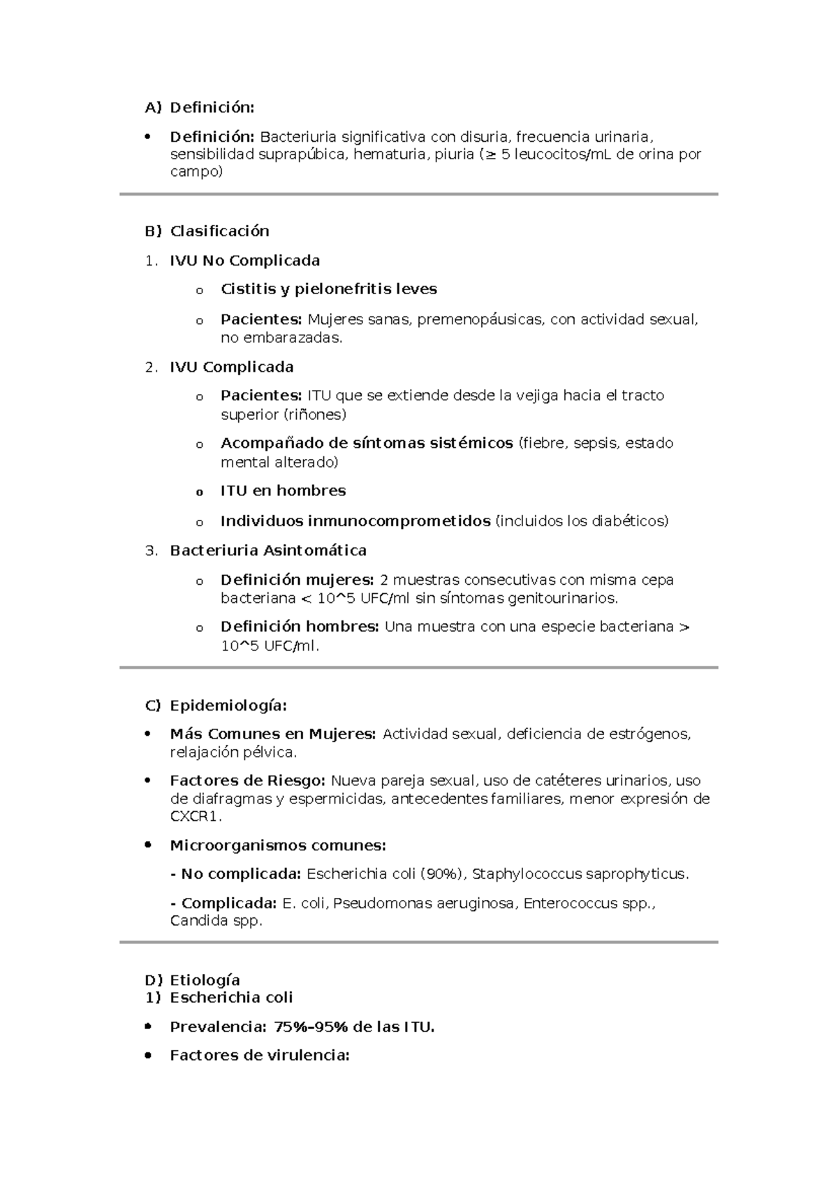 ITU Conceptos - A) Definición: Definición: Bacteriuria significativa ...