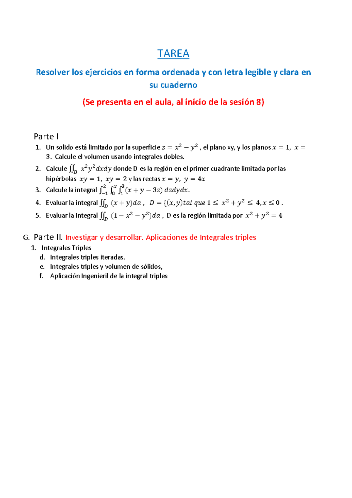 Tarea semana 7 mate3-2024-2 - TAREA Resolver los ejercicios en forma ...