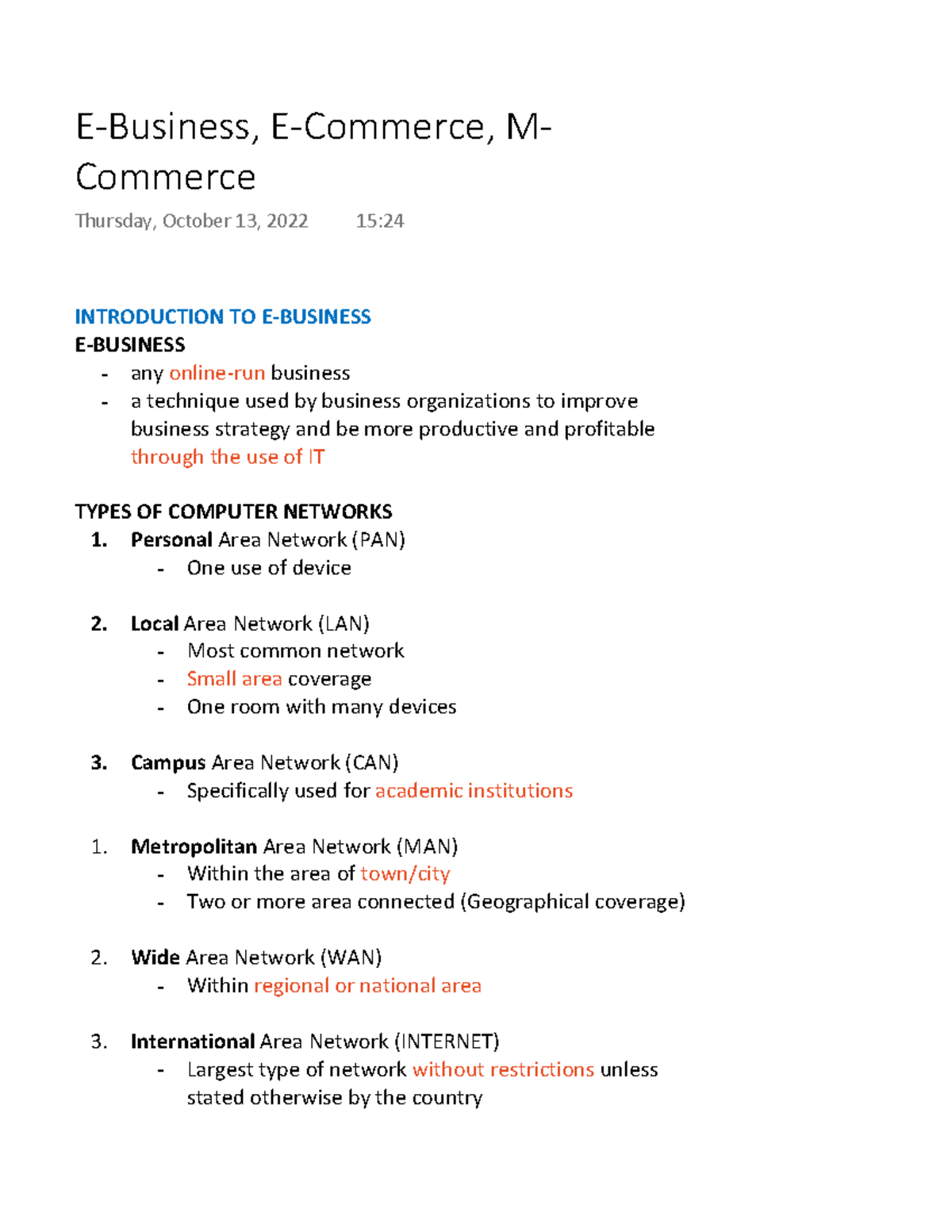 E-business, E-commerce, M-commerce - INTRODUCTION TO E-BUSINESS E ...