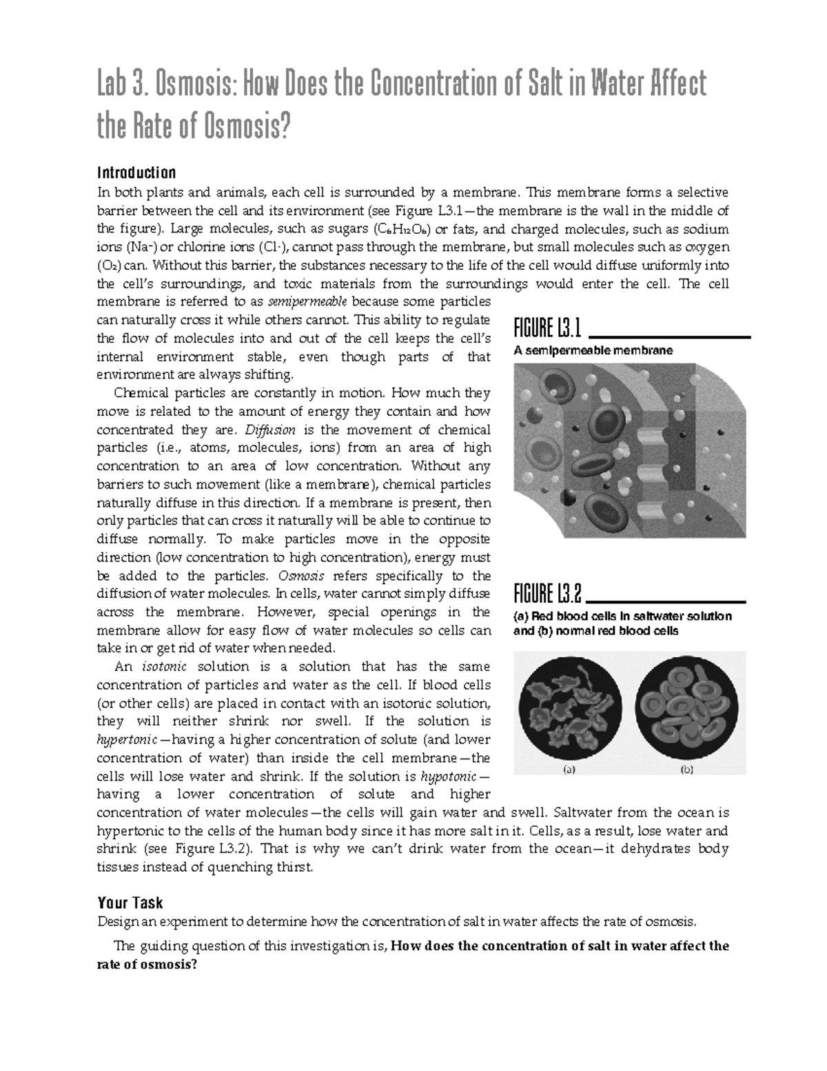 Lab3Handout-Osmosis - chemistry - Lab 3. Osmosis: How Does the ...