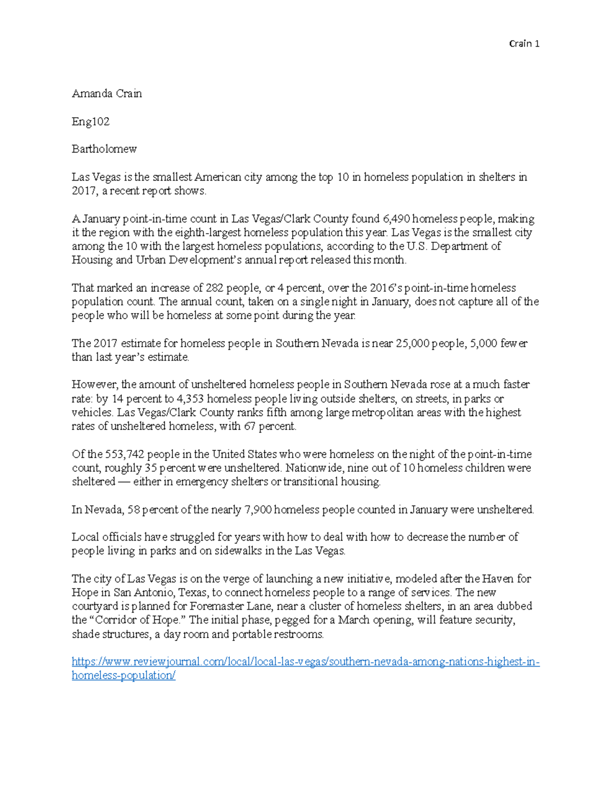 Rough draft proposal - essay - Crain 1 Amanda Crain Eng Bartholomew Las ...