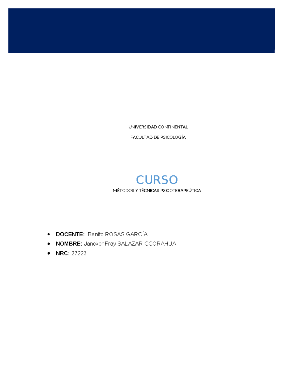 PA 02 Salazar CC - pa1 - DOCENTE: Benito ROSAS GARCÍA NOMBRE: Jancker ...